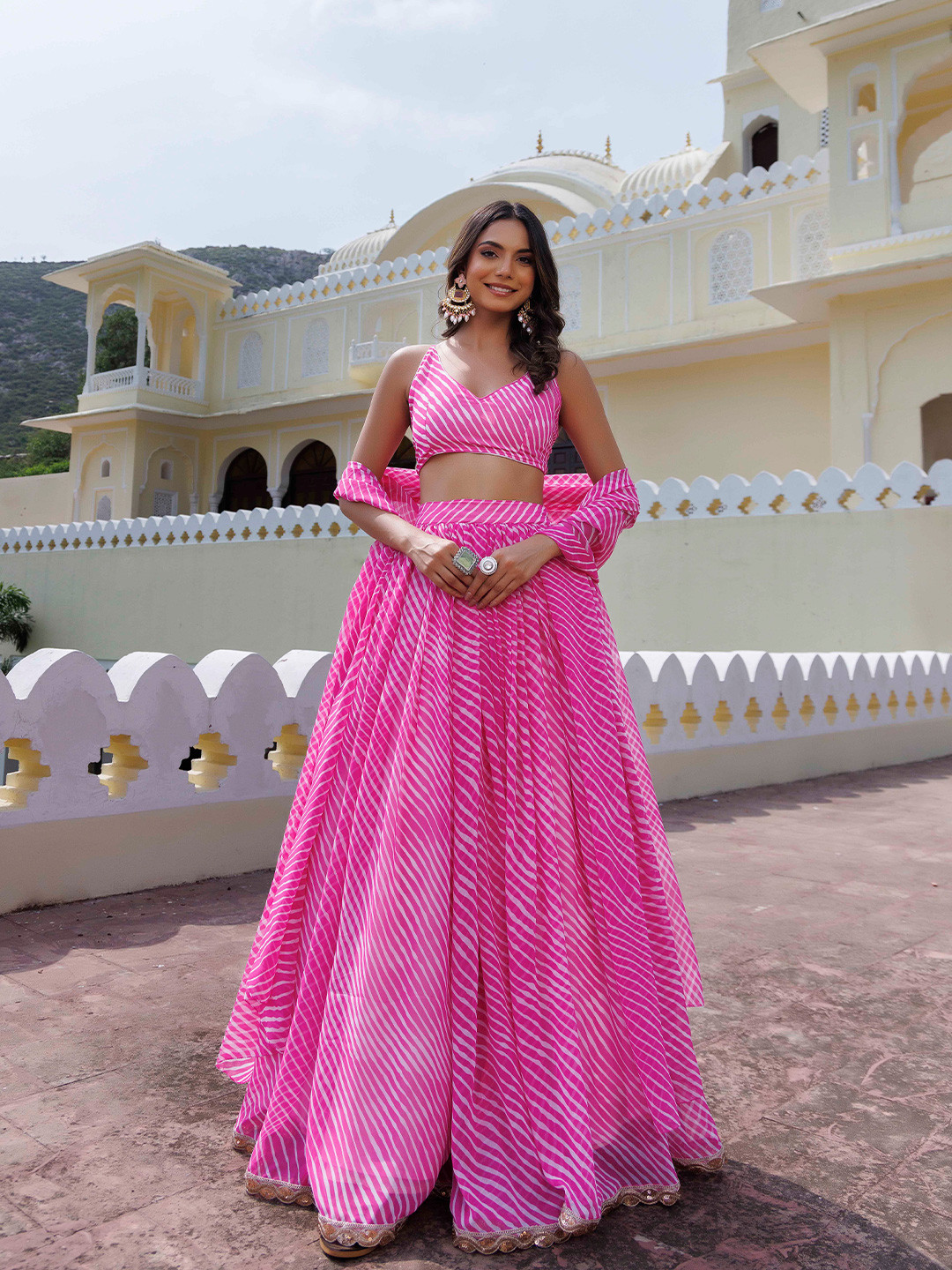 Buy Ragavi Printed Ready To Wear Lehenga & Blouse With Dupatta ...