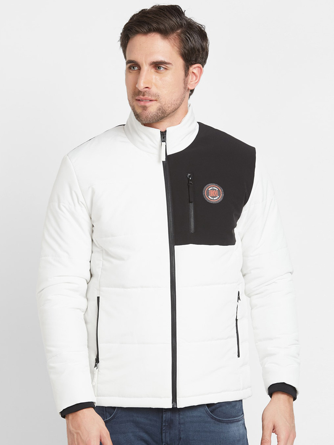 Buy Being Human Colourblocked Mock Collar Padded Jacket - Jackets for ...