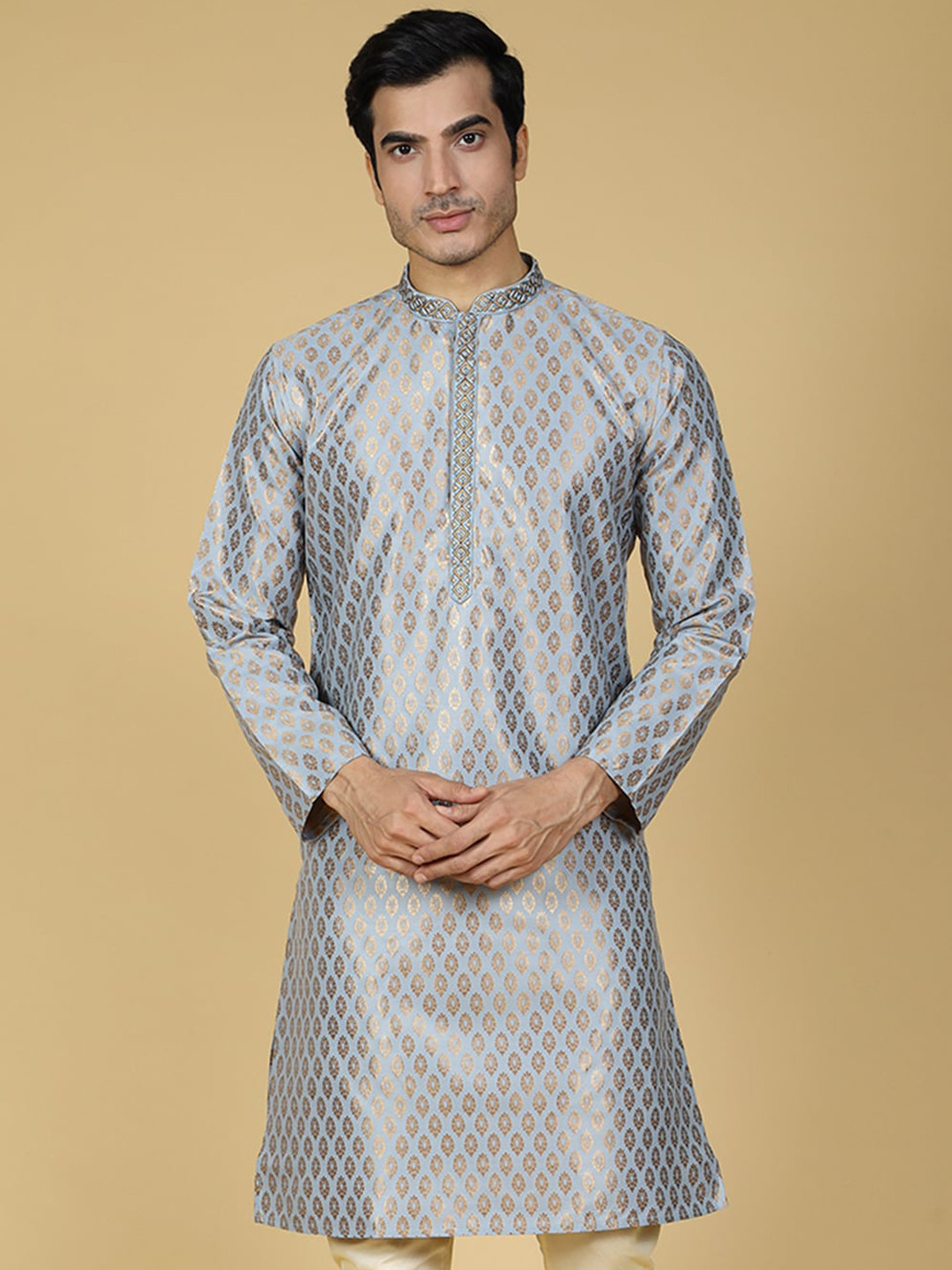Buy Sultan The King Of Kurta Ethnic Motifs Woven Design Mandarin Collar ...