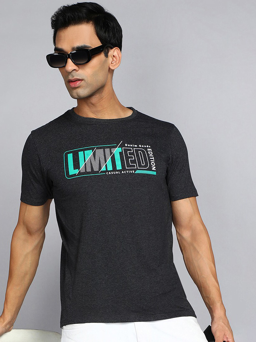 Buy Luke & Lilly Men Black Typography Printed Applique T Shirt ...