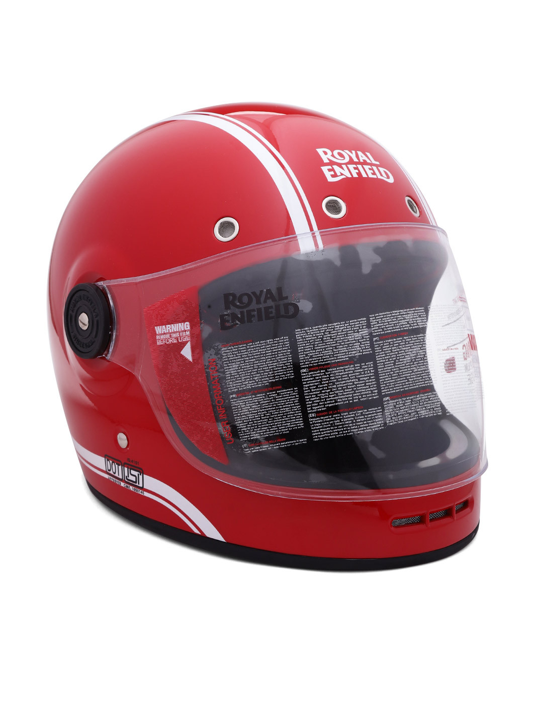 Buy Royal Enfield Unisex Red Classic Striped Full Face Helmet ...