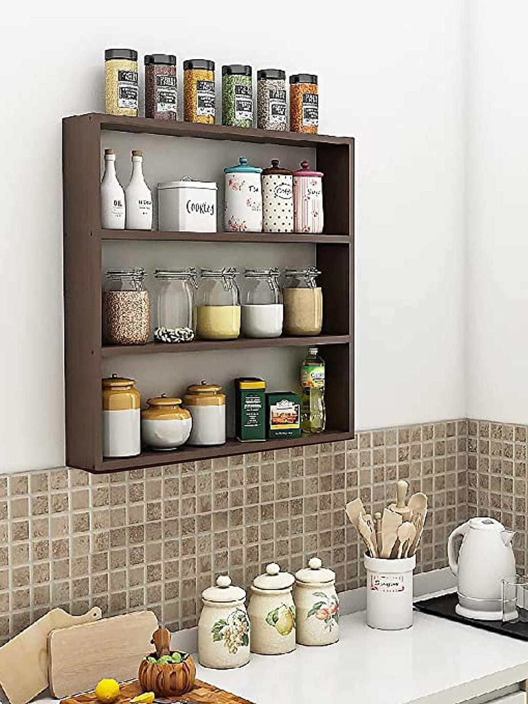 Buy Devansh Brown MDF 3 Tier Basic Wall Shelf - Wall Shelves for Unisex ...