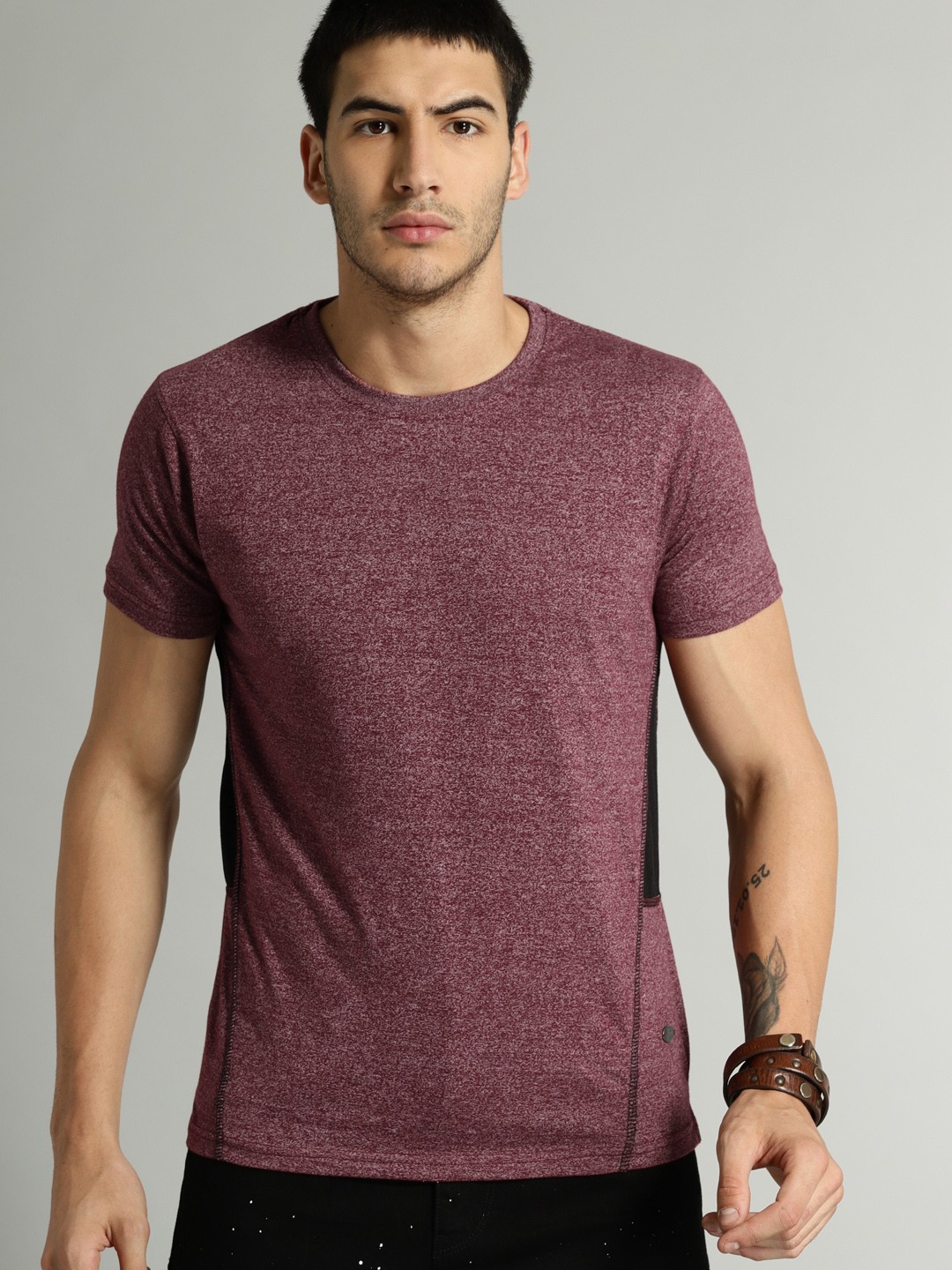 Buy Roadster Men Maroon Solid Round Neck T Shirt Tshirts For Men