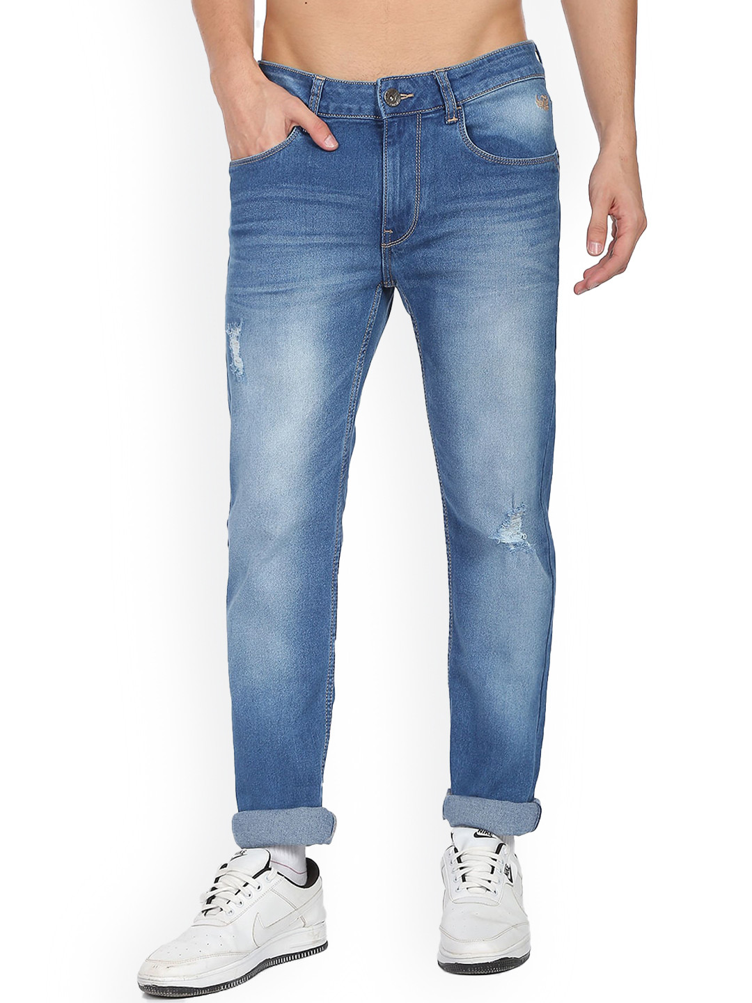 Buy Flying Machine Men Tapered Fit Low Distress Mid Rise Light Fade ...