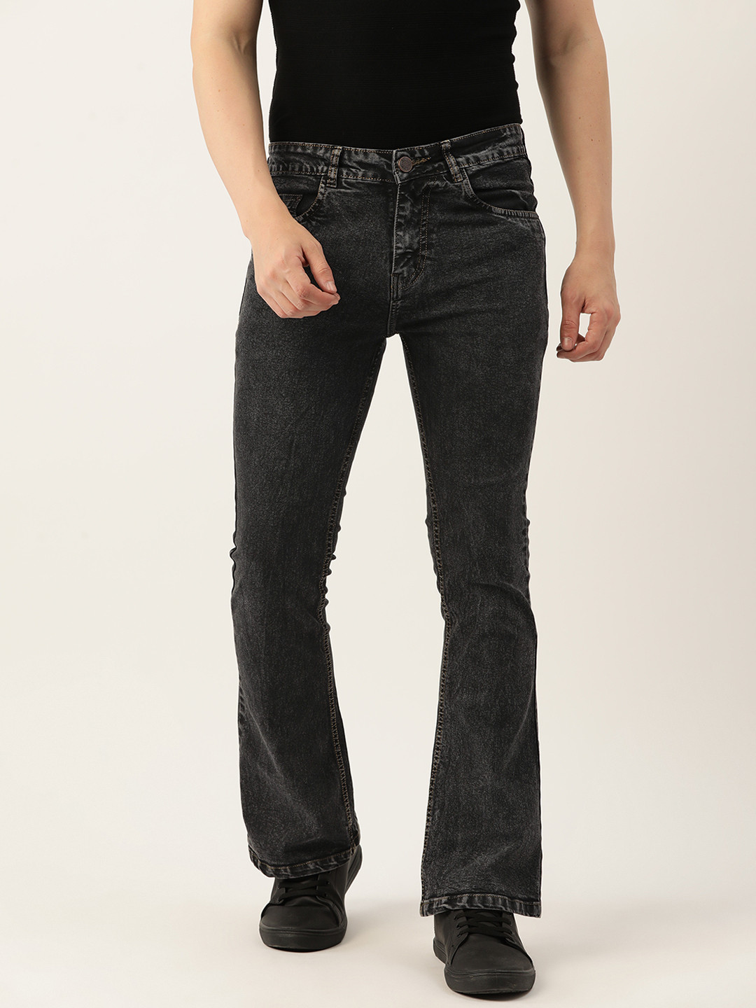 Buy PARIS HAMILTON Men Bootcut Heavy Fade Acid Wash Stretchable Jeans ...