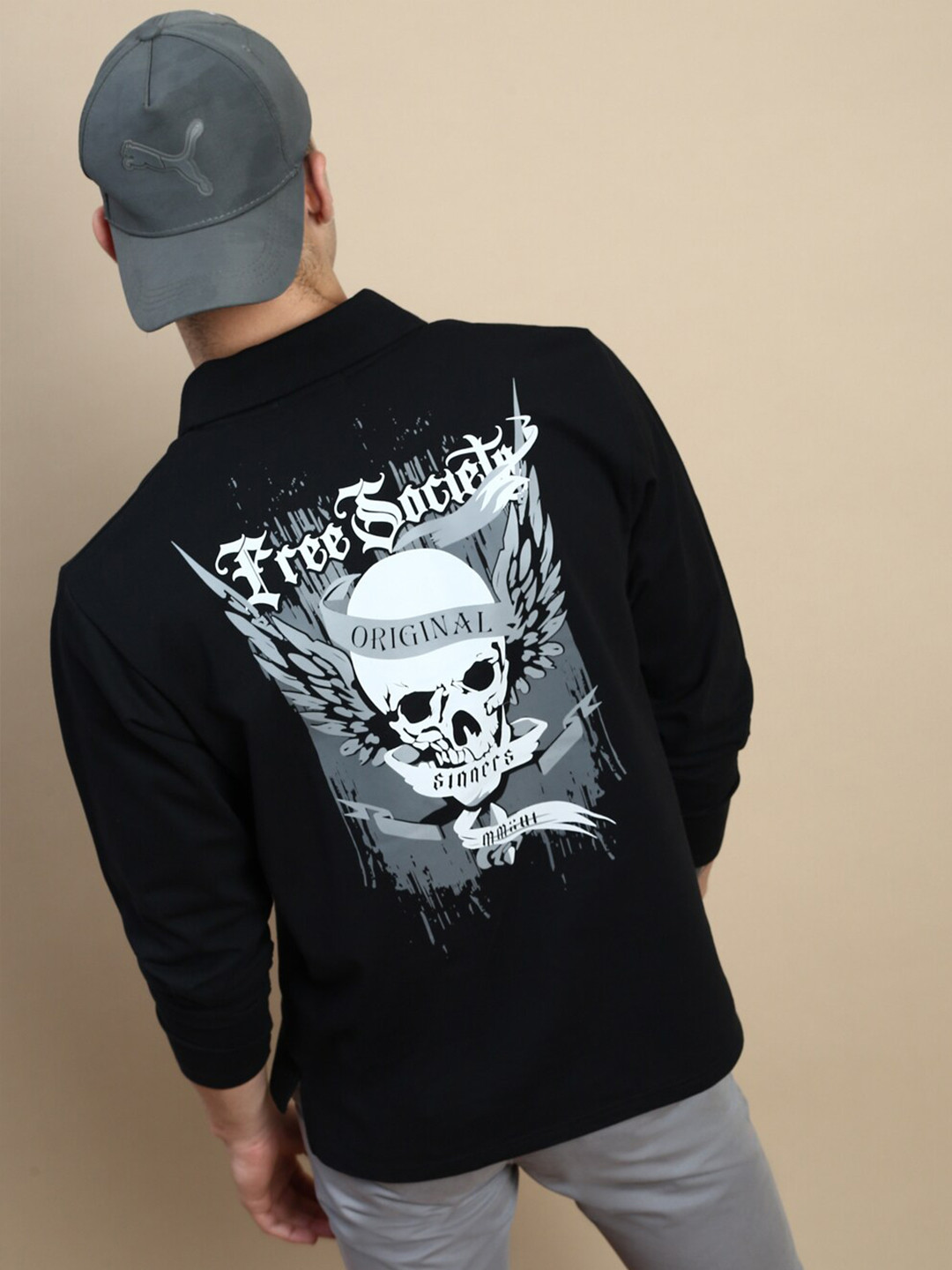 Buy FREE SOCIETY Graphic Printed Pure Cotton Oversized T Shirt ...