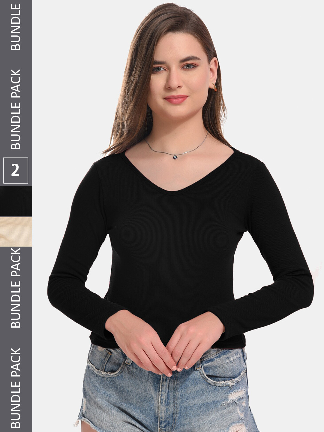 Buy Boleem Pack Of 2 Ribbed Fitted Cotton Crop Top - Tops for Women ...