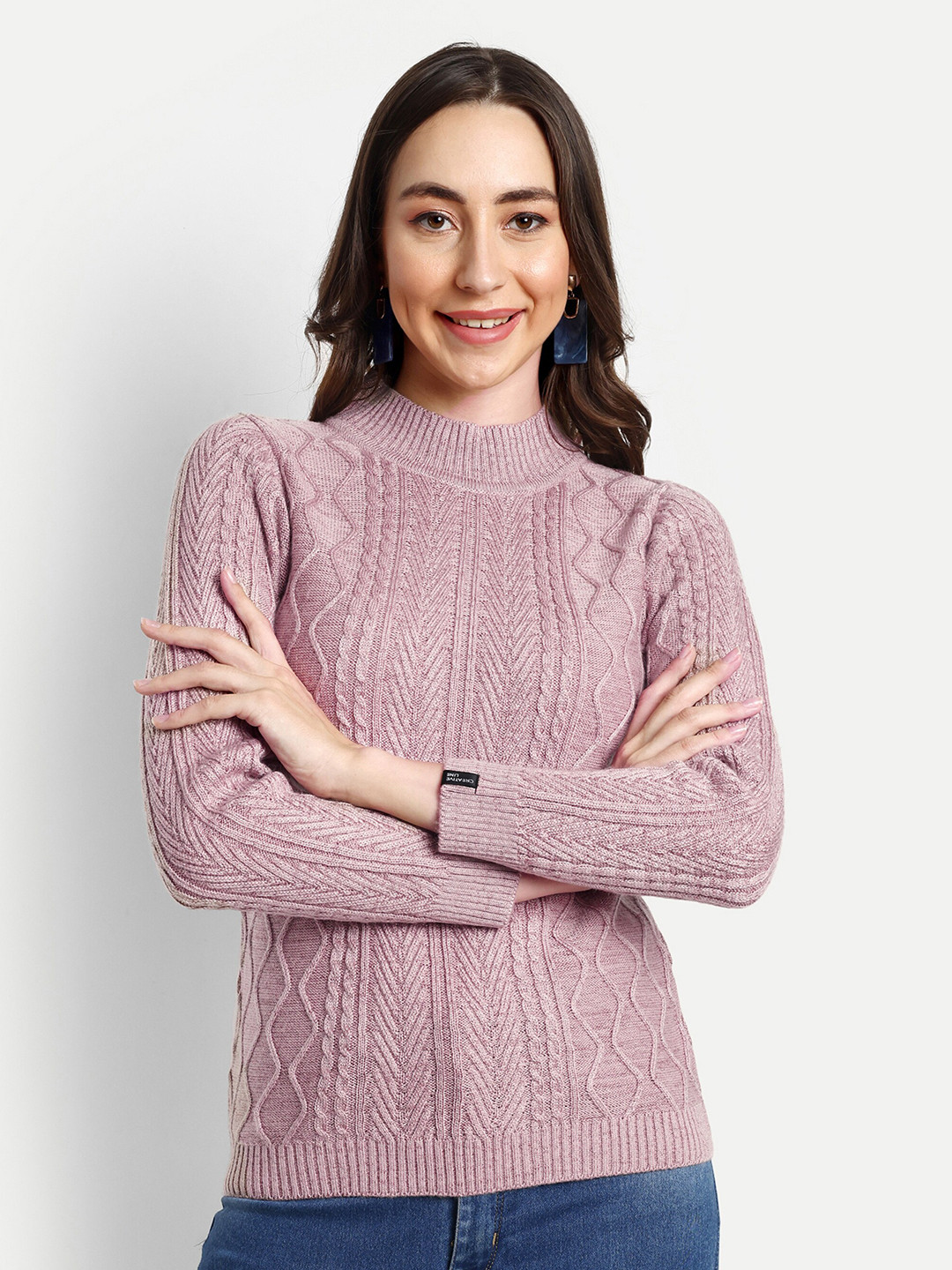Buy CREATIVE LINE Self Design High Neck Woollen Top - Tops for Women ...