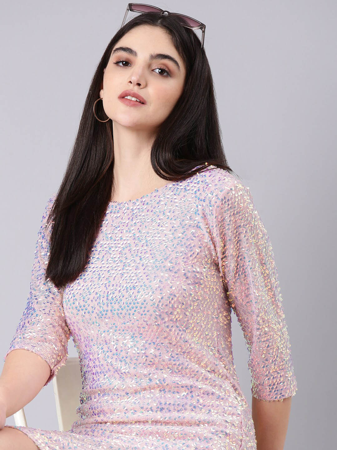 Buy SHOWOFF Sequinned Embellished Net Sheath Dress - Dresses for Women ...