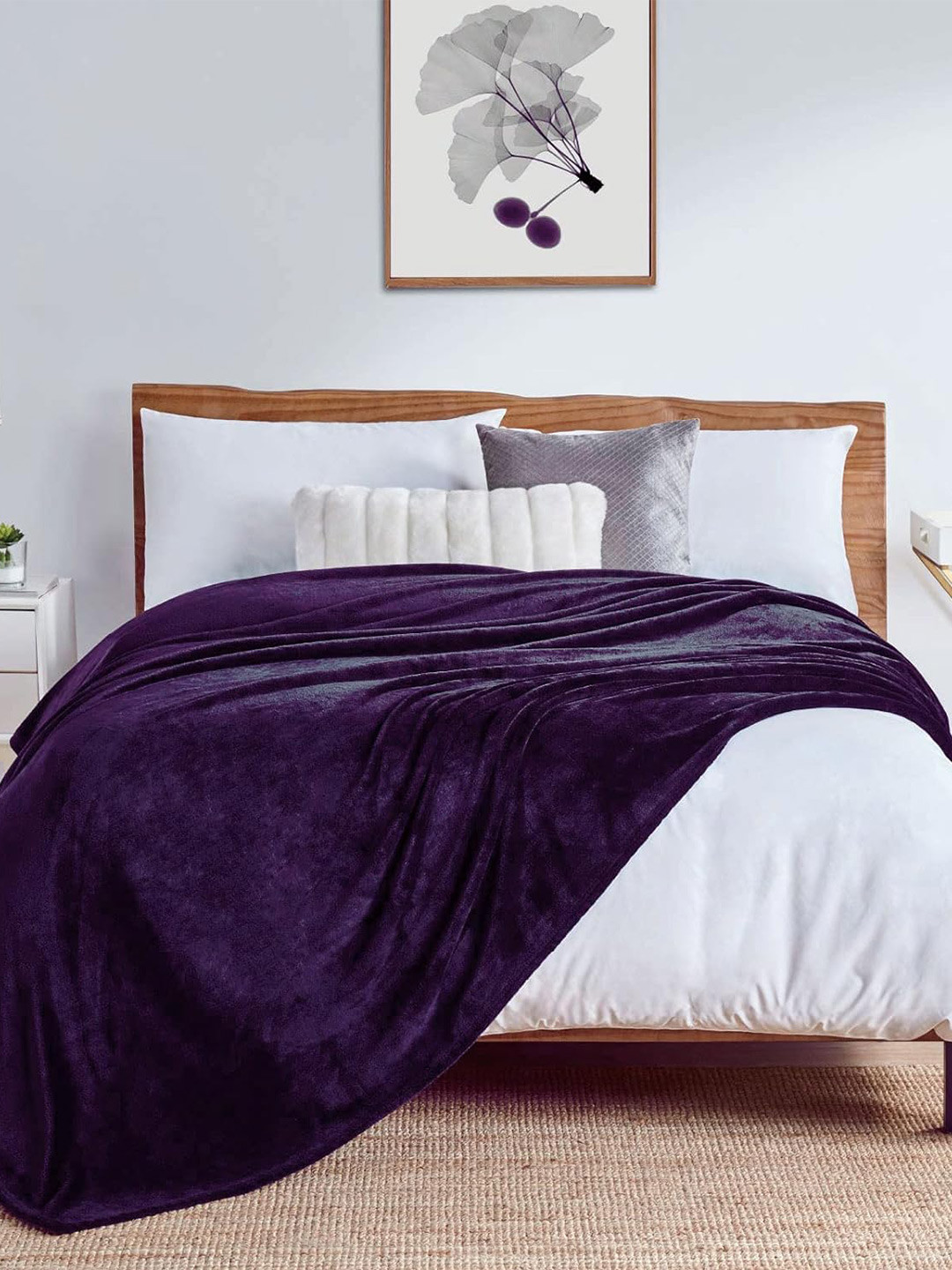 Buy Nivasam Purple AC Room 233 GSM Double Bed Blanket - Blankets Quilts ...