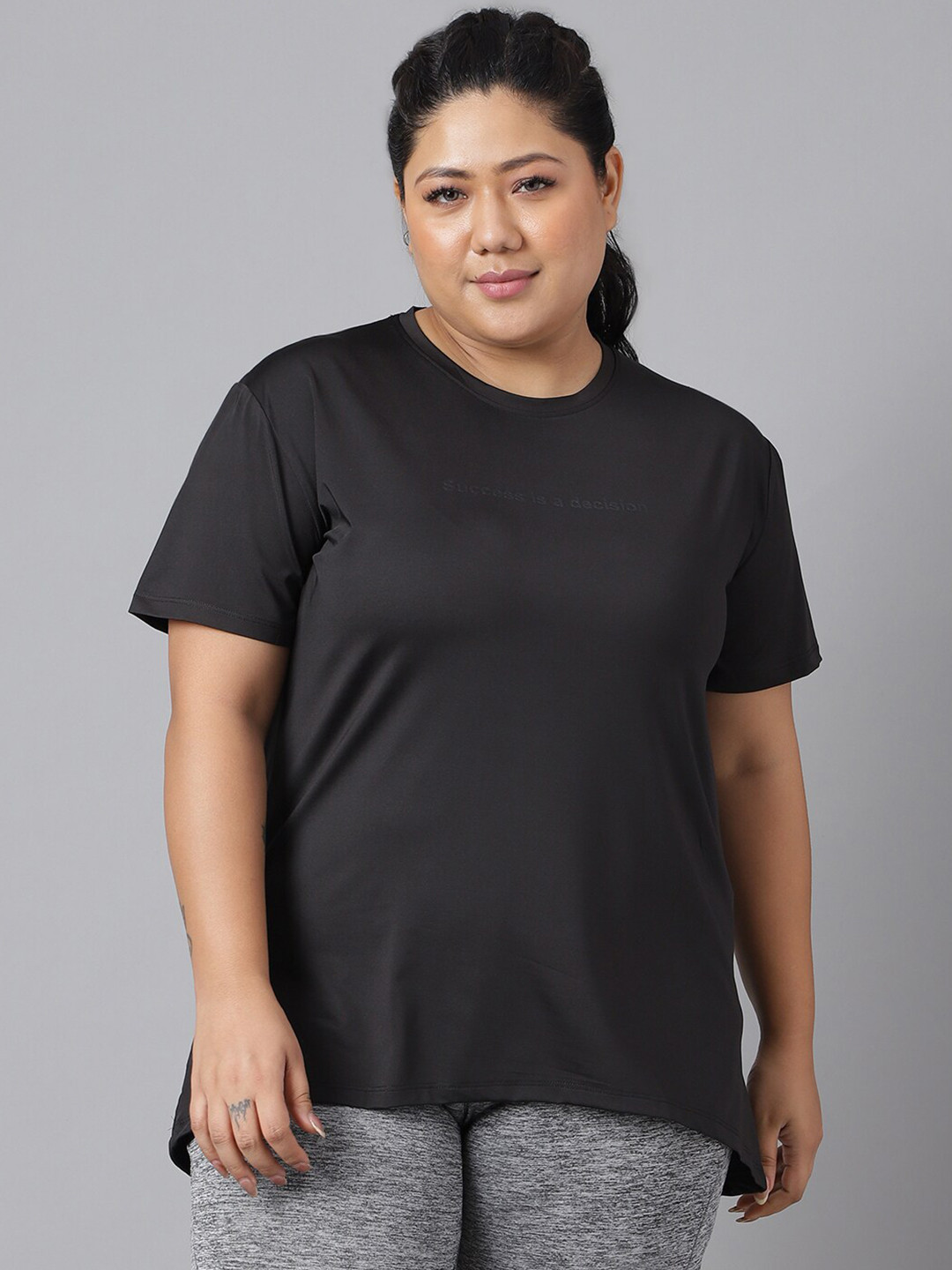 Buy MKH Plus Size Drop Shoulder Sleeves Dri FIT Relaxed Fit Training T Shirt - Tshirts for Women ...