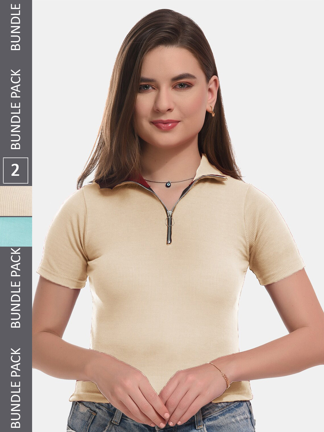 Buy Boleem Pack Of 2 Shirt Collar Cotton Tops - Tops for Women 25014464 ...