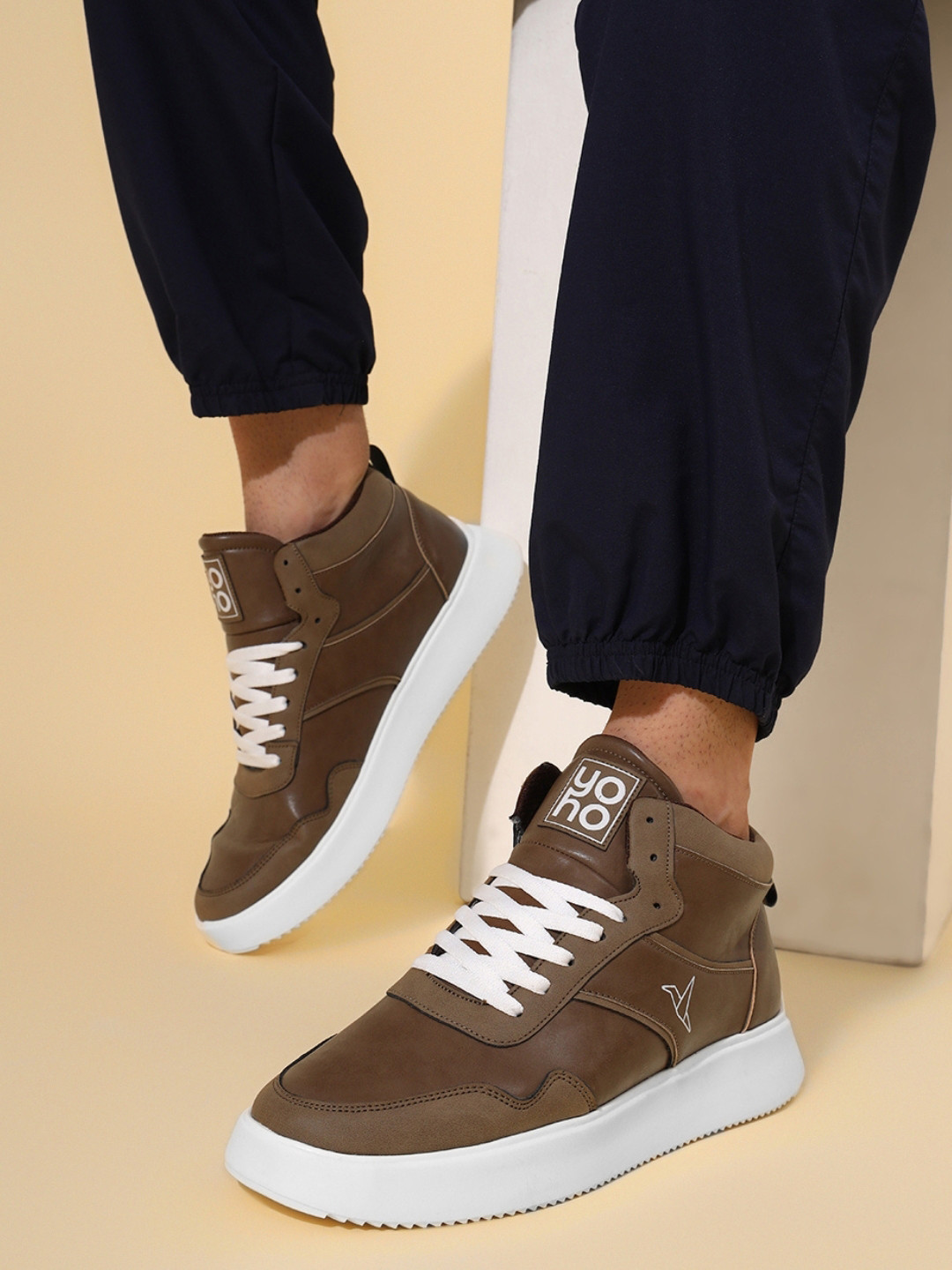 Buy Yoho Men Mid Top Lightweight Memory Foam Insole Contrast Sole ...