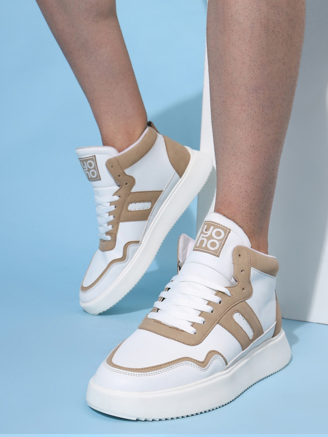 Buy Yoho Men Colourblocked Lightweight Anti Skid Sole Mid Top Sneakers ...