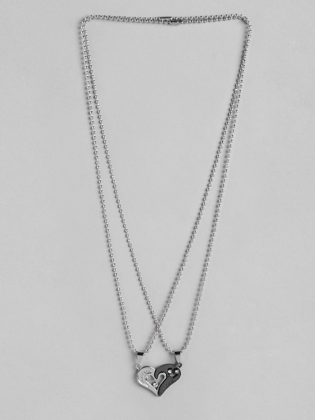 Buy PARIS HAMILTON Set Of 2 Unisex Silver Plated Heart Pendants With ...