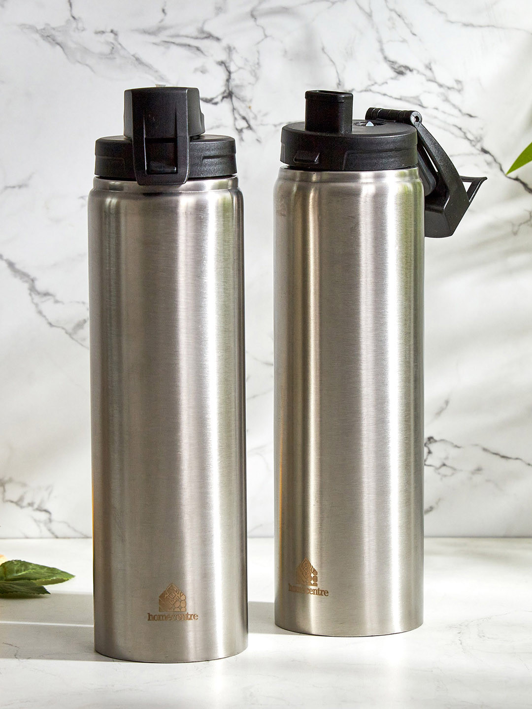 Buy Home Centre Infinity Amanzi Silver Toned 2 Pcs Stainless Steel Water Bottle 950 ML Each ...