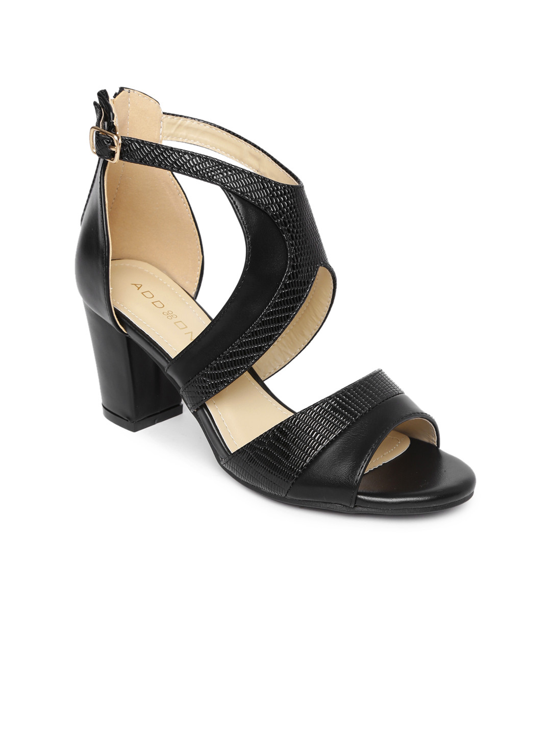 Buy Addons Women Black Solid Sandals - Heels for Women 2502734 | Myntra