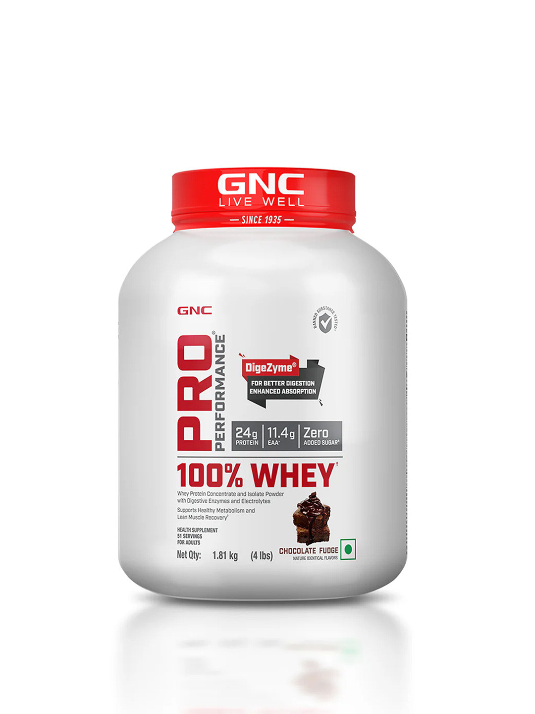 Buy GNC Pro Performance Chocolate Fudge Flavoured Whey Powder 1.81 Kg ...