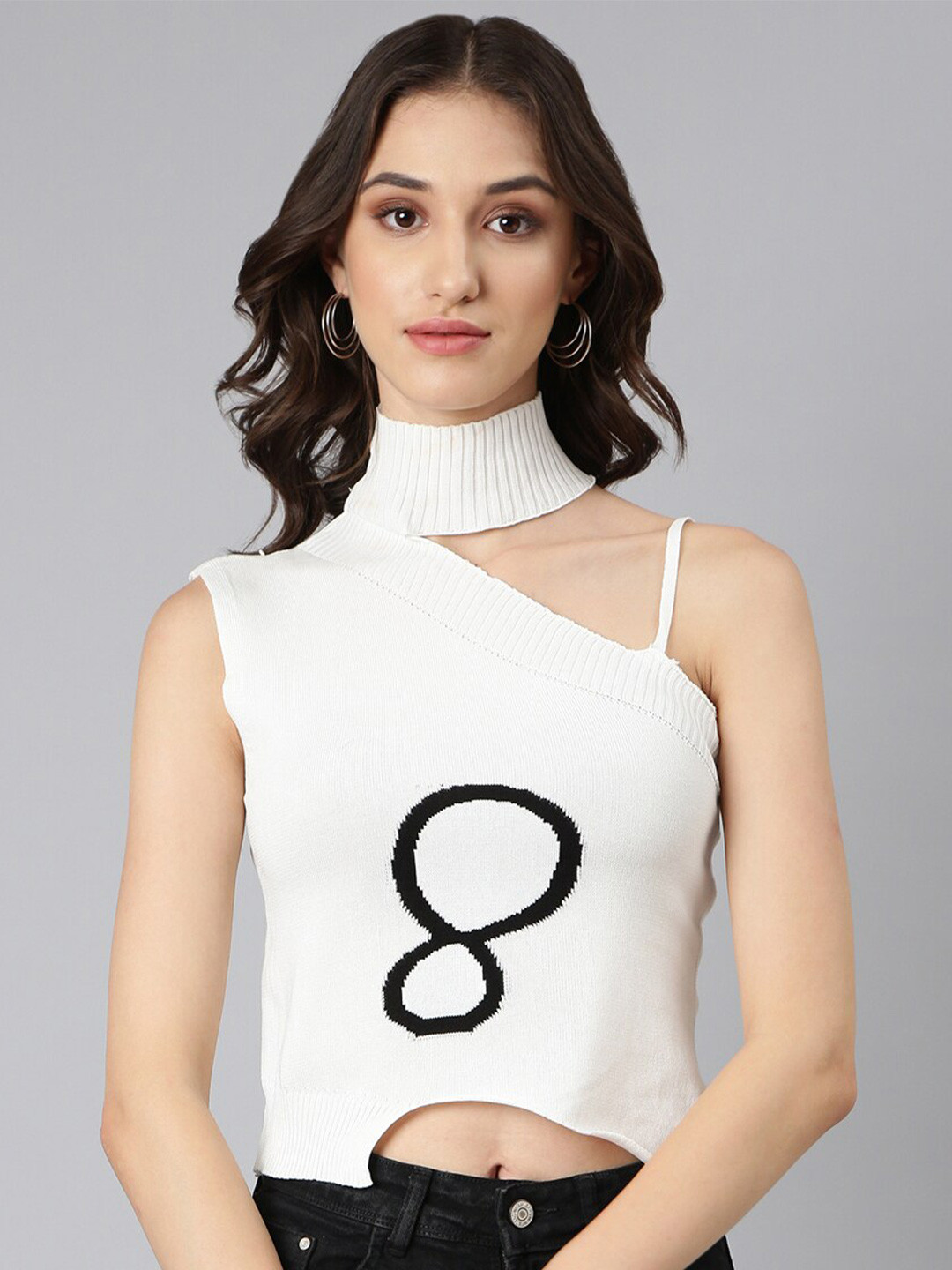 Buy SHOWOFF Self Design Choker Neck Top - Tops for Women 25029624 | Myntra