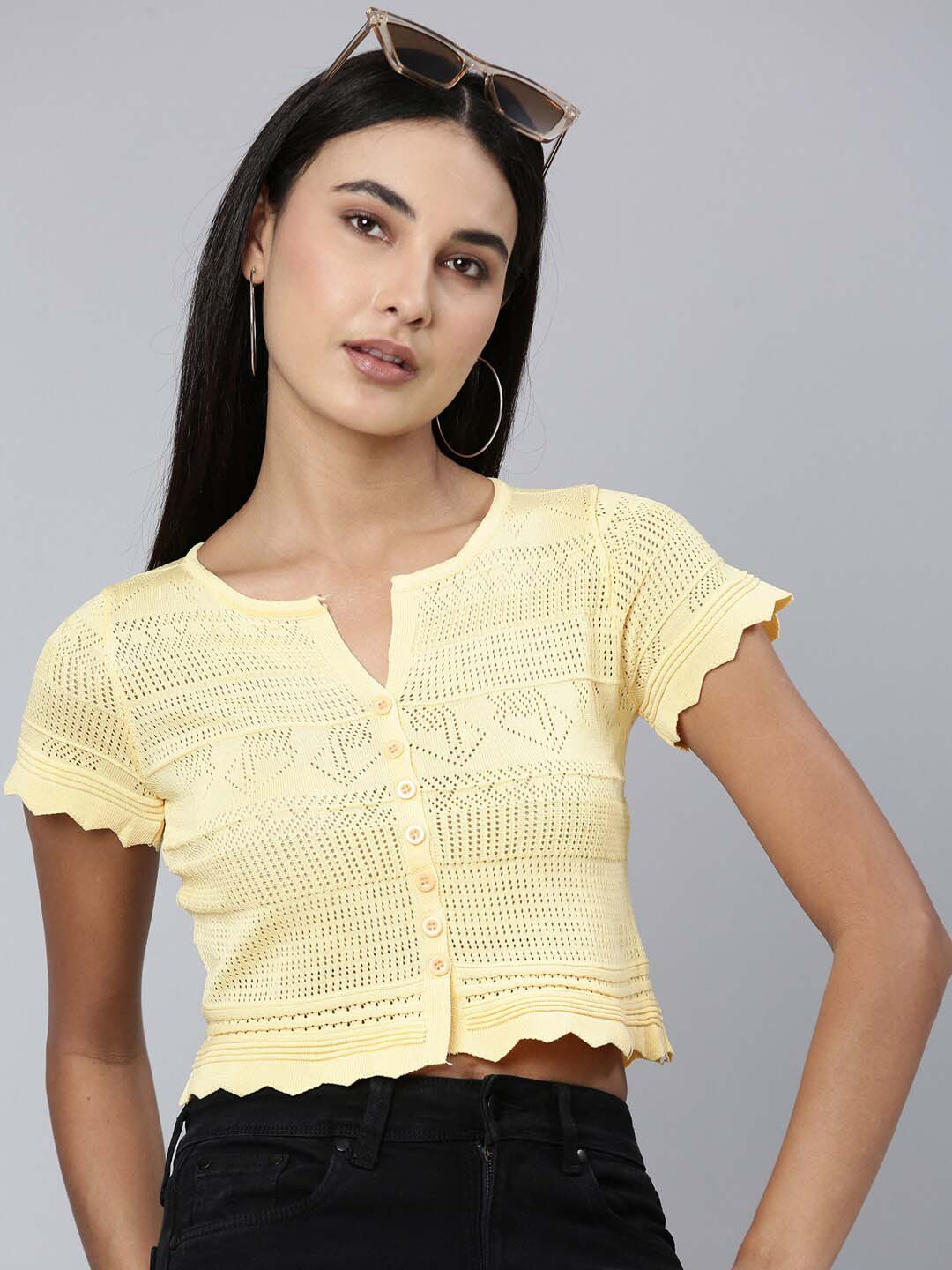 Buy SHOWOFF Self Design Crop Top - Tops for Women 25029666 | Myntra