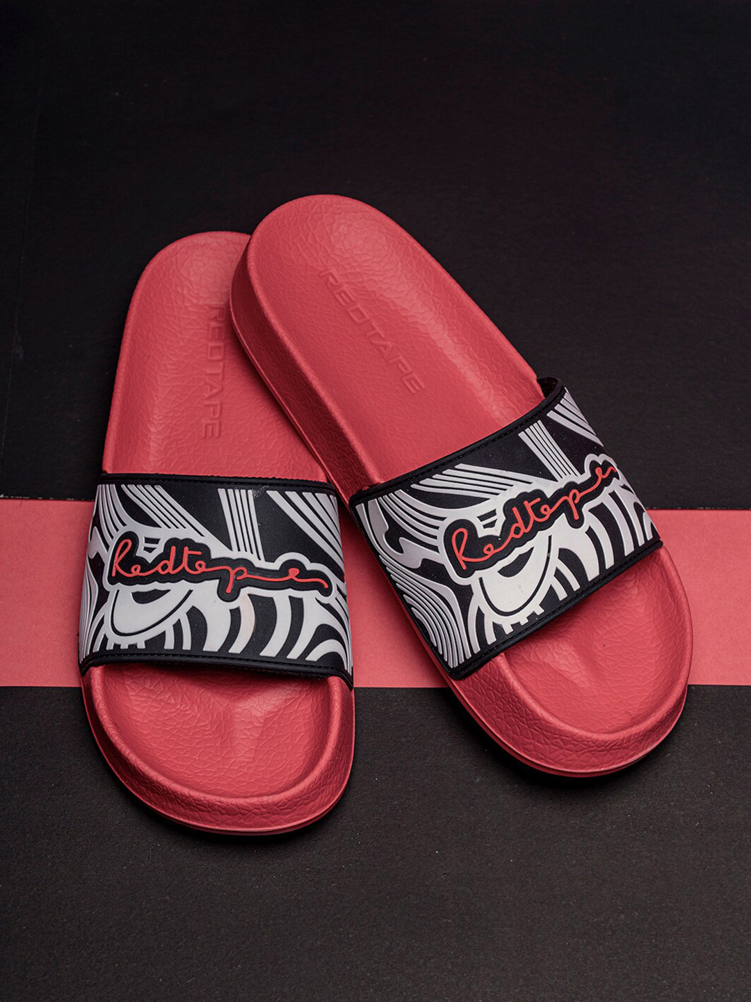 Buy Red Tape Men Printed Plastic Sliders - Flip Flops for Men 25032758 ...