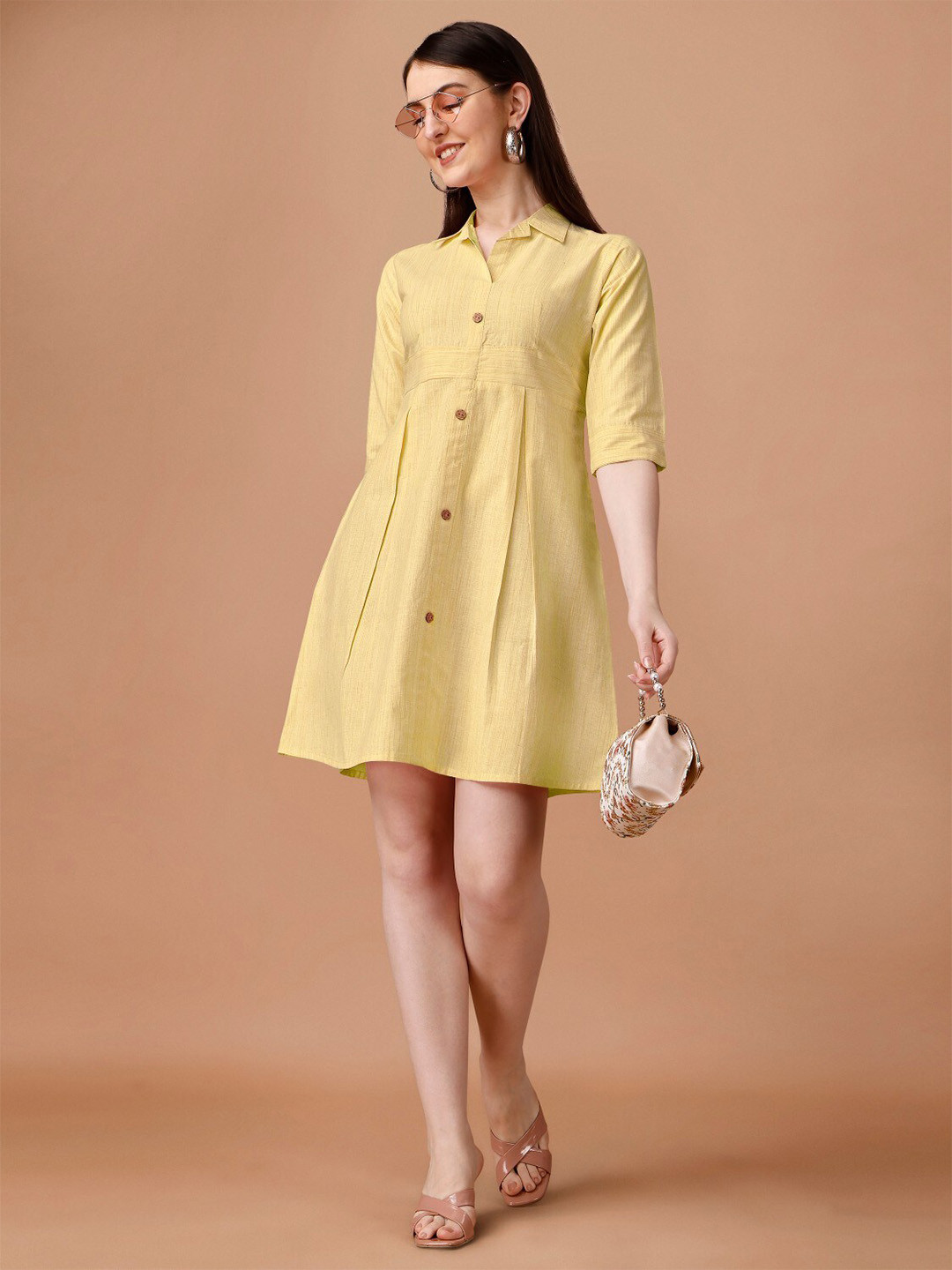 Buy Anouk Yellow Spread Collar A Line Dress - Dresses for Women ...