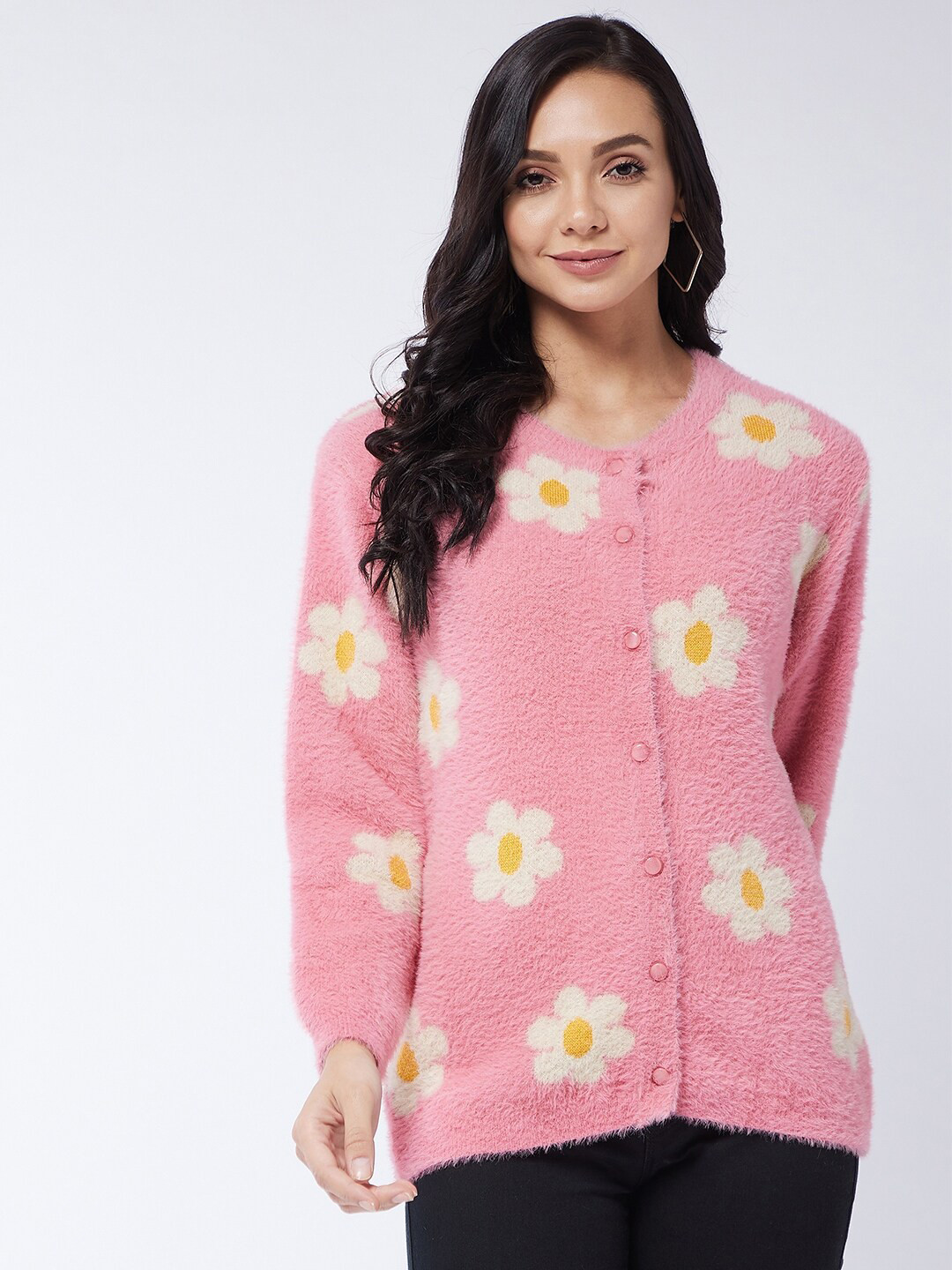 Buy Modeve Floral Printed Acrylic Cardigan Sweater - Sweaters for Women ...