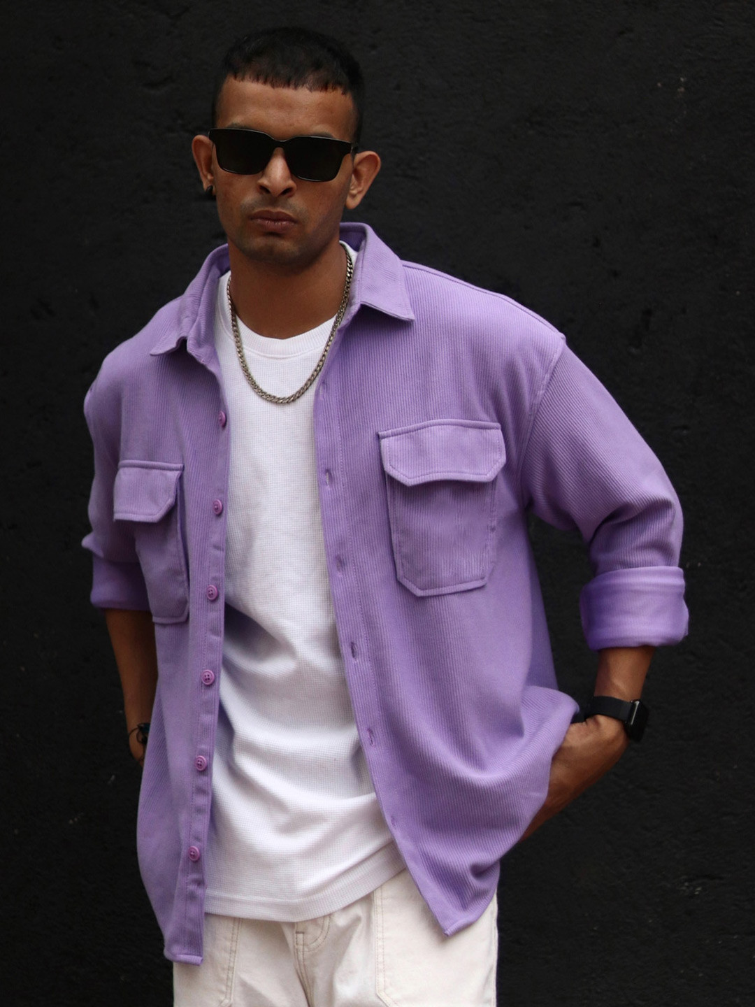 Buy Powerlook Purple India Slim Oversized Drop Shoulder Sleeves Casual ...