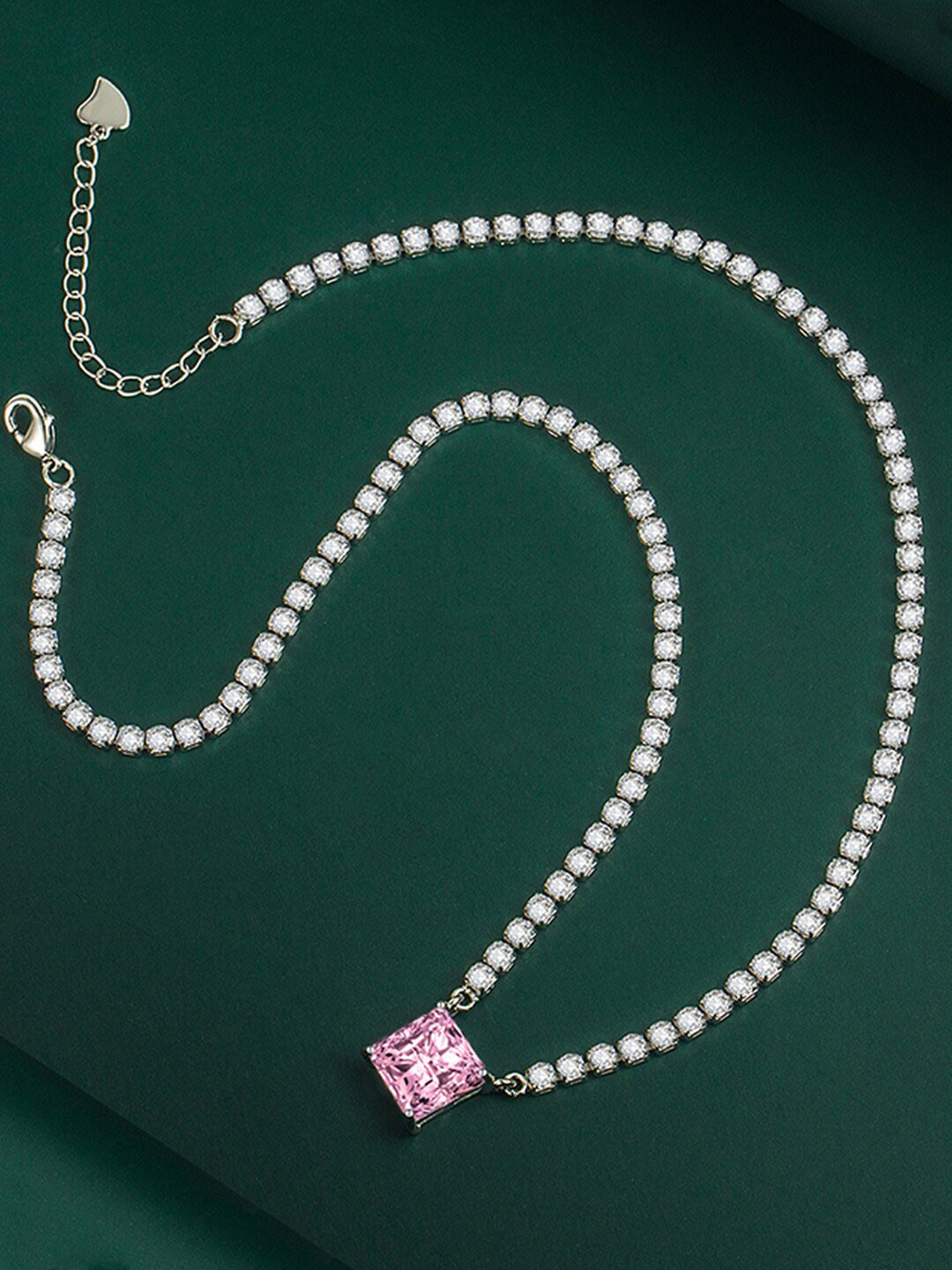 Buy Designs & You Silver Plated Cubic Zirconia Studded Chain - Necklace ...