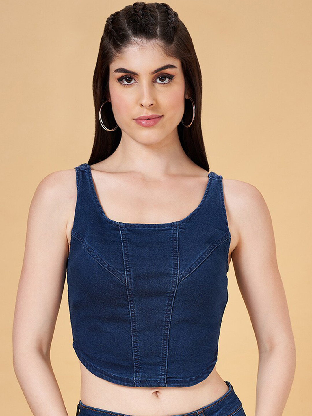 Buy SF JEANS By Pantaloons Denim Opaque Corset Fitted Top - Tops for ...