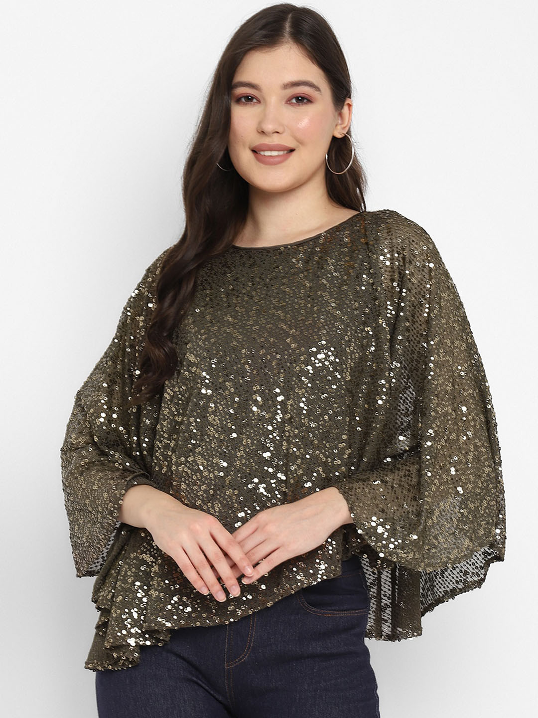Buy Taurus Green & Puce Embellished Cape Top - Tops for Women 25047140 ...