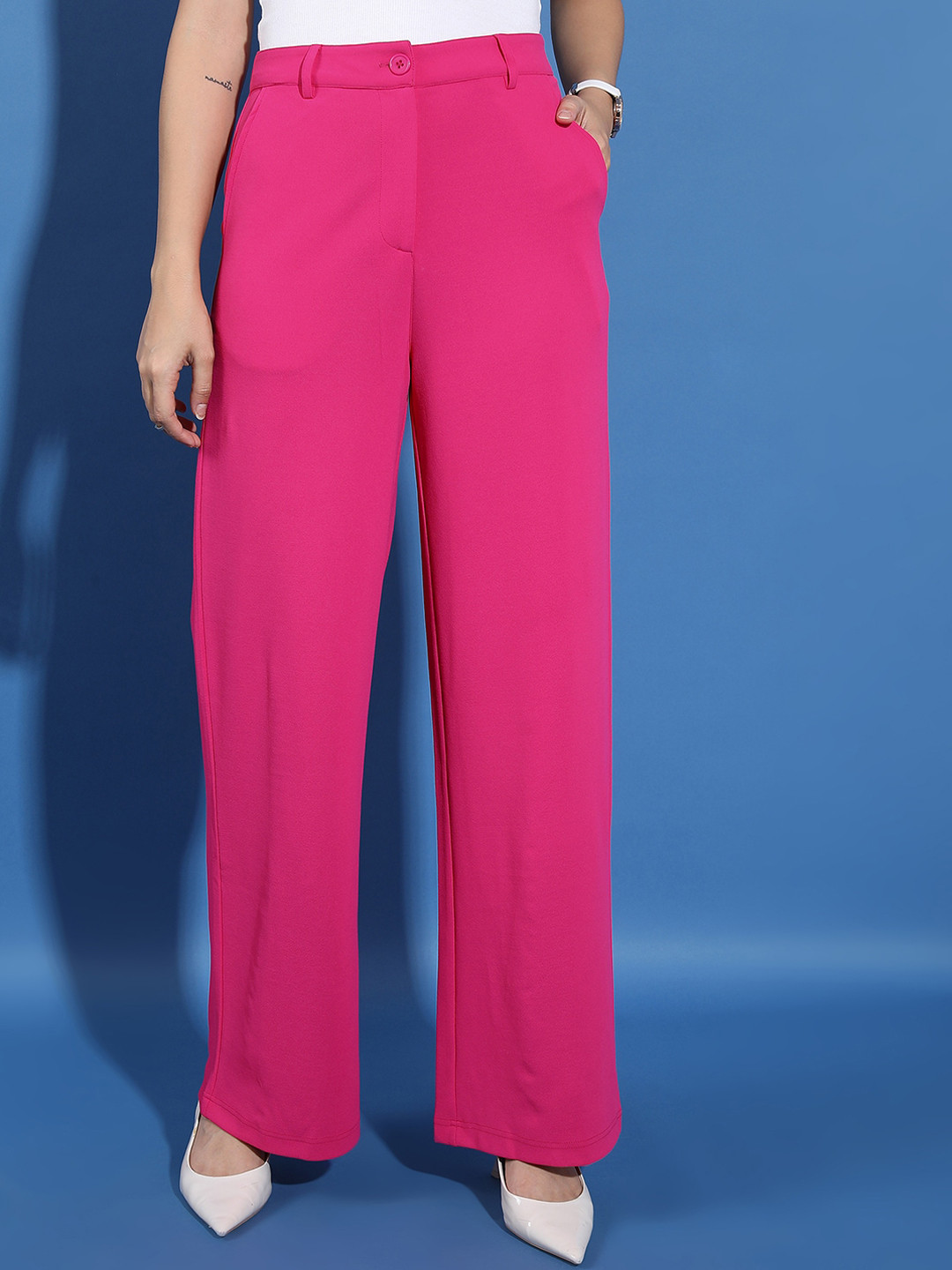 Buy KETCH Women Mid Rise Wide Leg Trousers - Trousers for Women ...