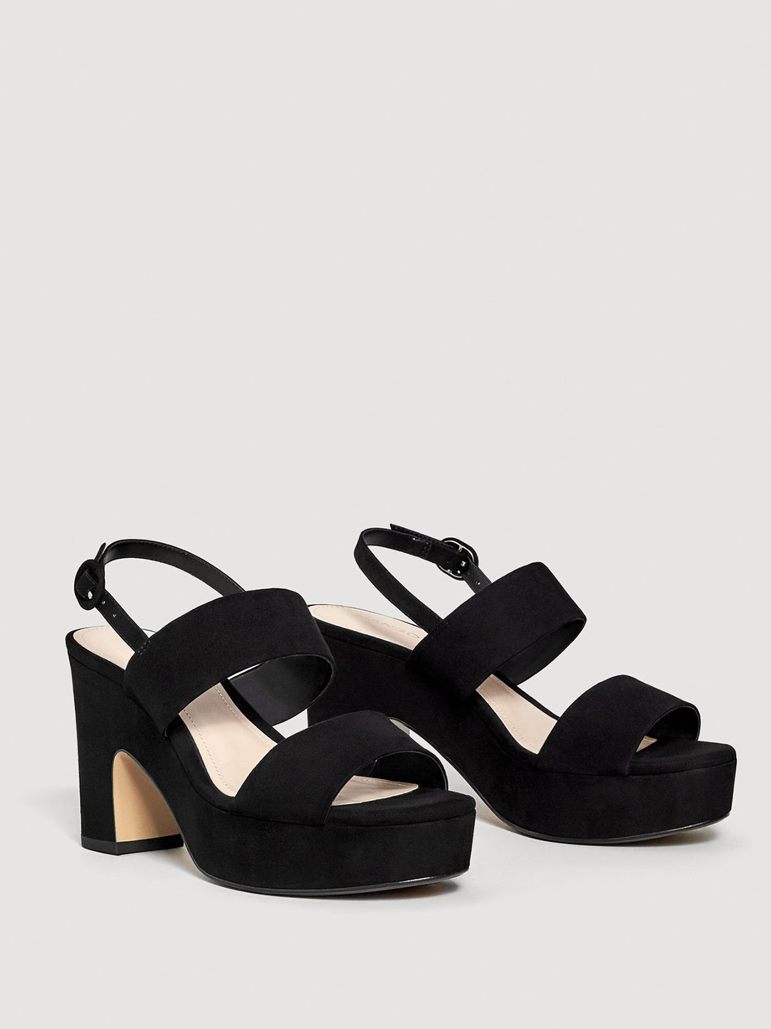 Buy MANGO Women Black Solid Platforms - Heels for Women 2504901 | Myntra