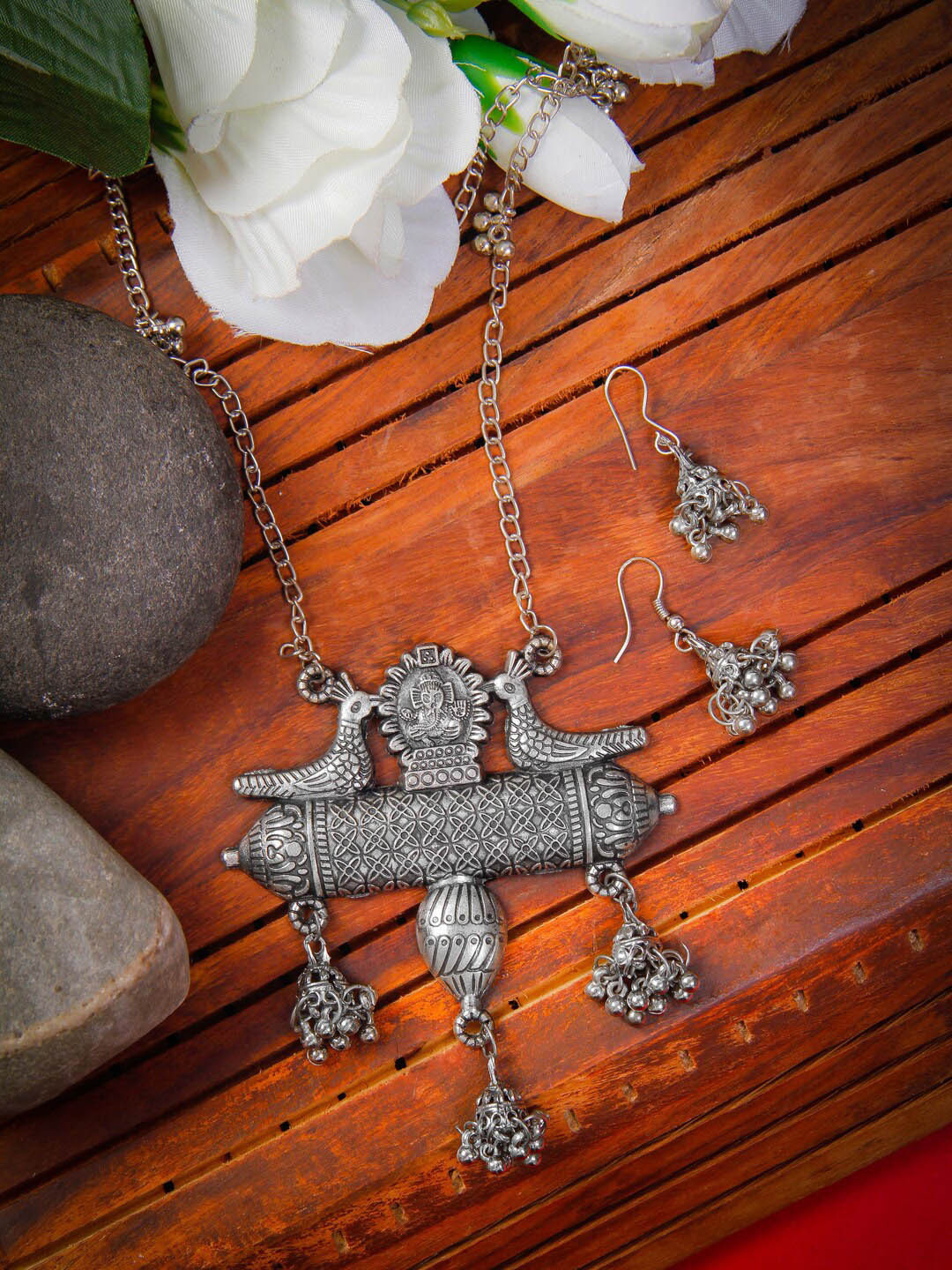 Buy Rang Gali Silver Plated German Silver Afghani Jewellery Set ...