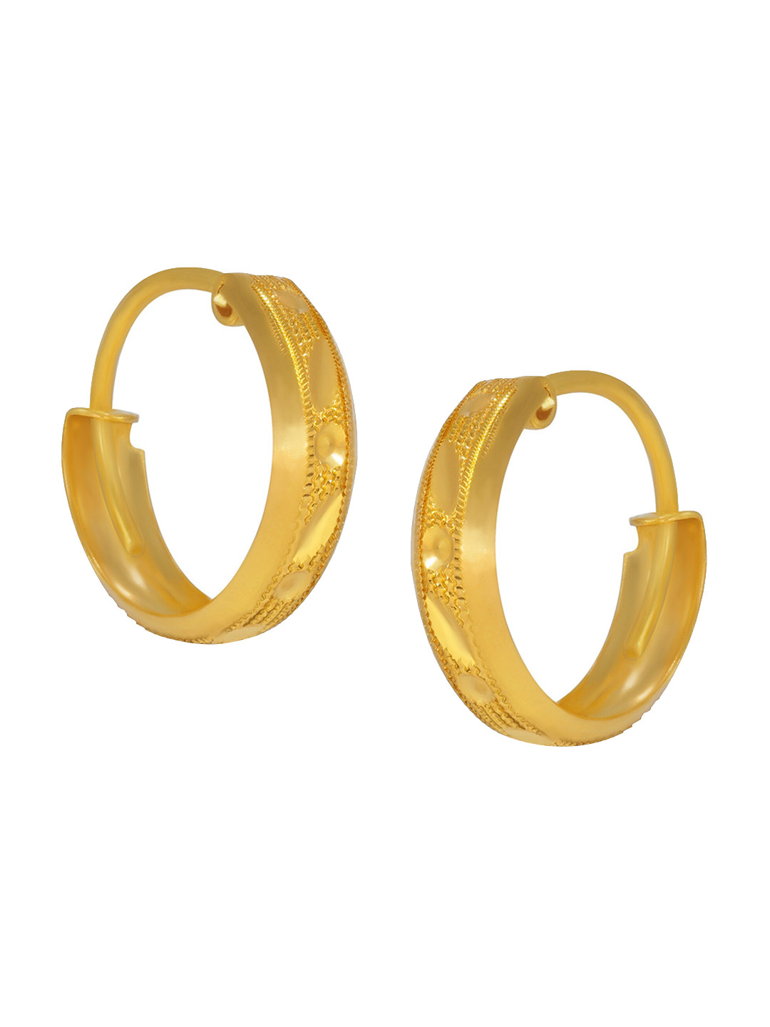 Buy BHIMA 22K Hallmark 916 Purity Yellow Gold Design Flat Ring Stud ...