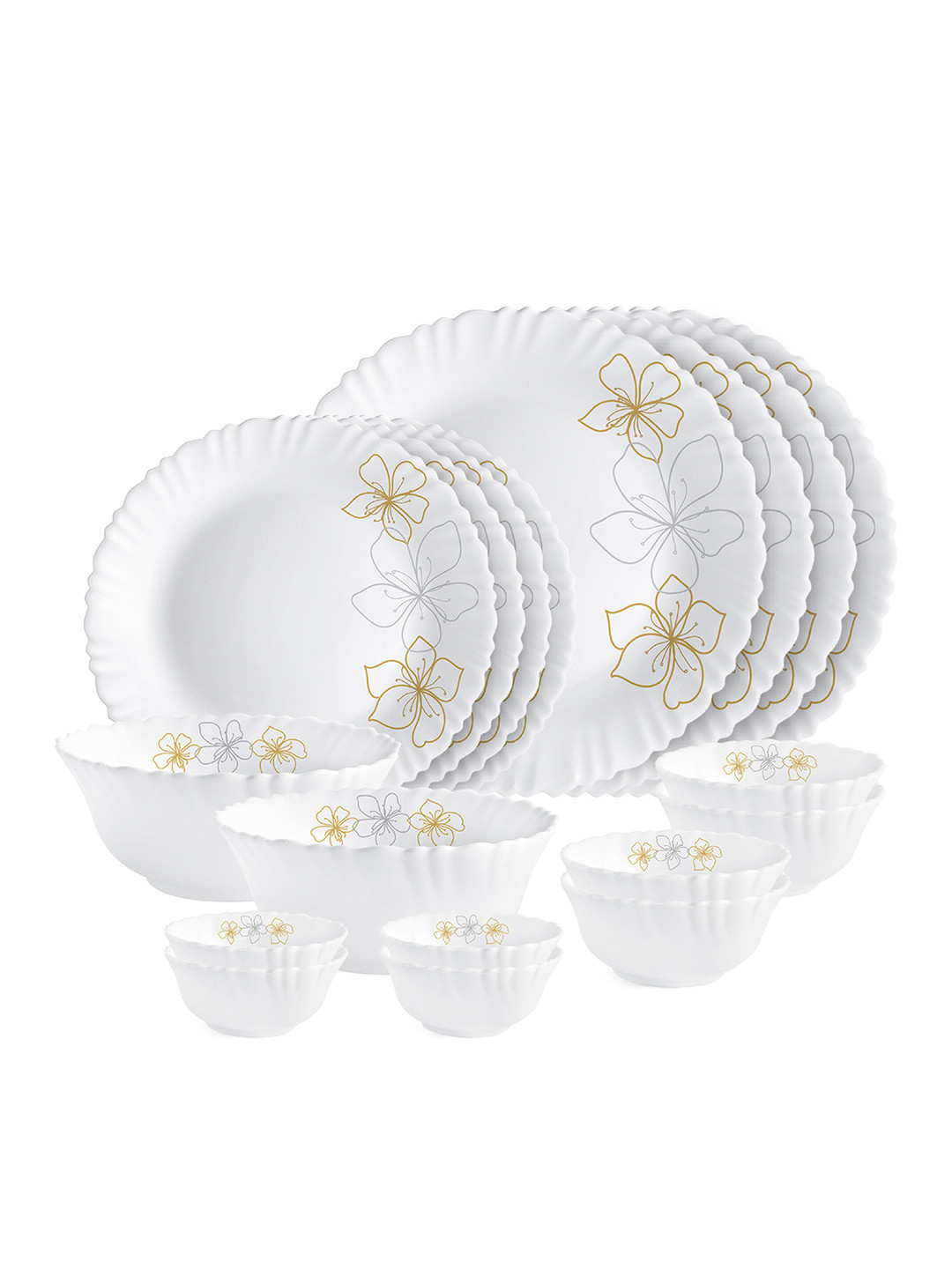 Buy Cello Dazzle Set Of 18 Monarch Design Microwave & Dishwasher Safe Opalware Dinner Set ...
