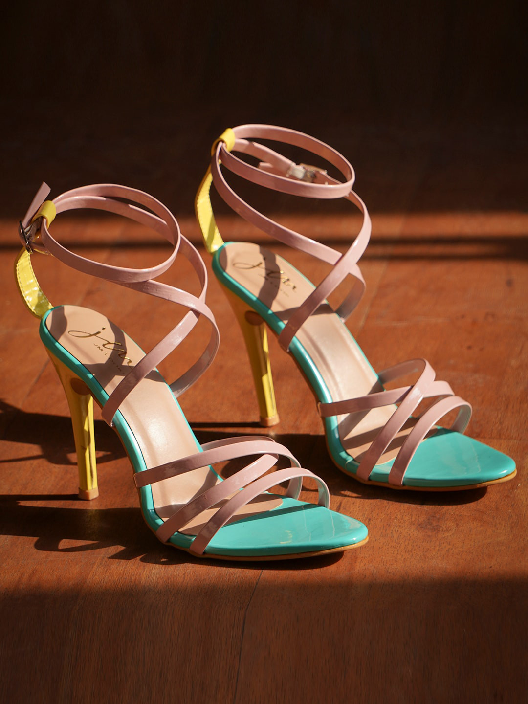 Buy JM Looks Strappy Open Toe Slim Heels With Ankle Loop - Heels for ...