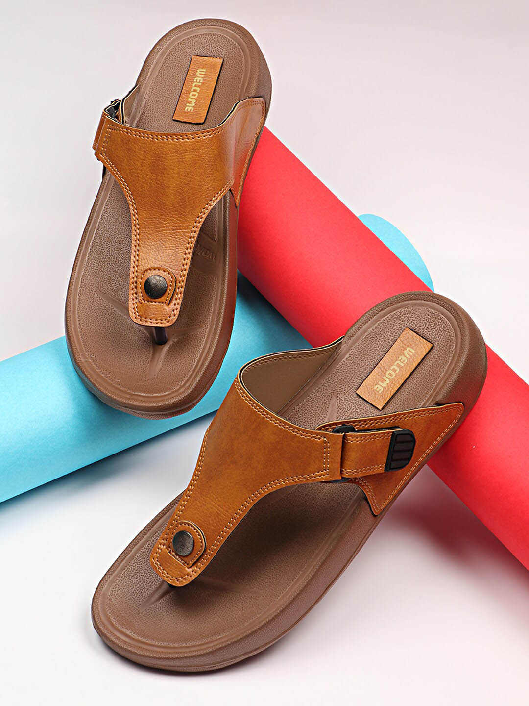Buy WELCOME Men Open Toe Comfort Sandals With Velcro Detail - Sandals ...