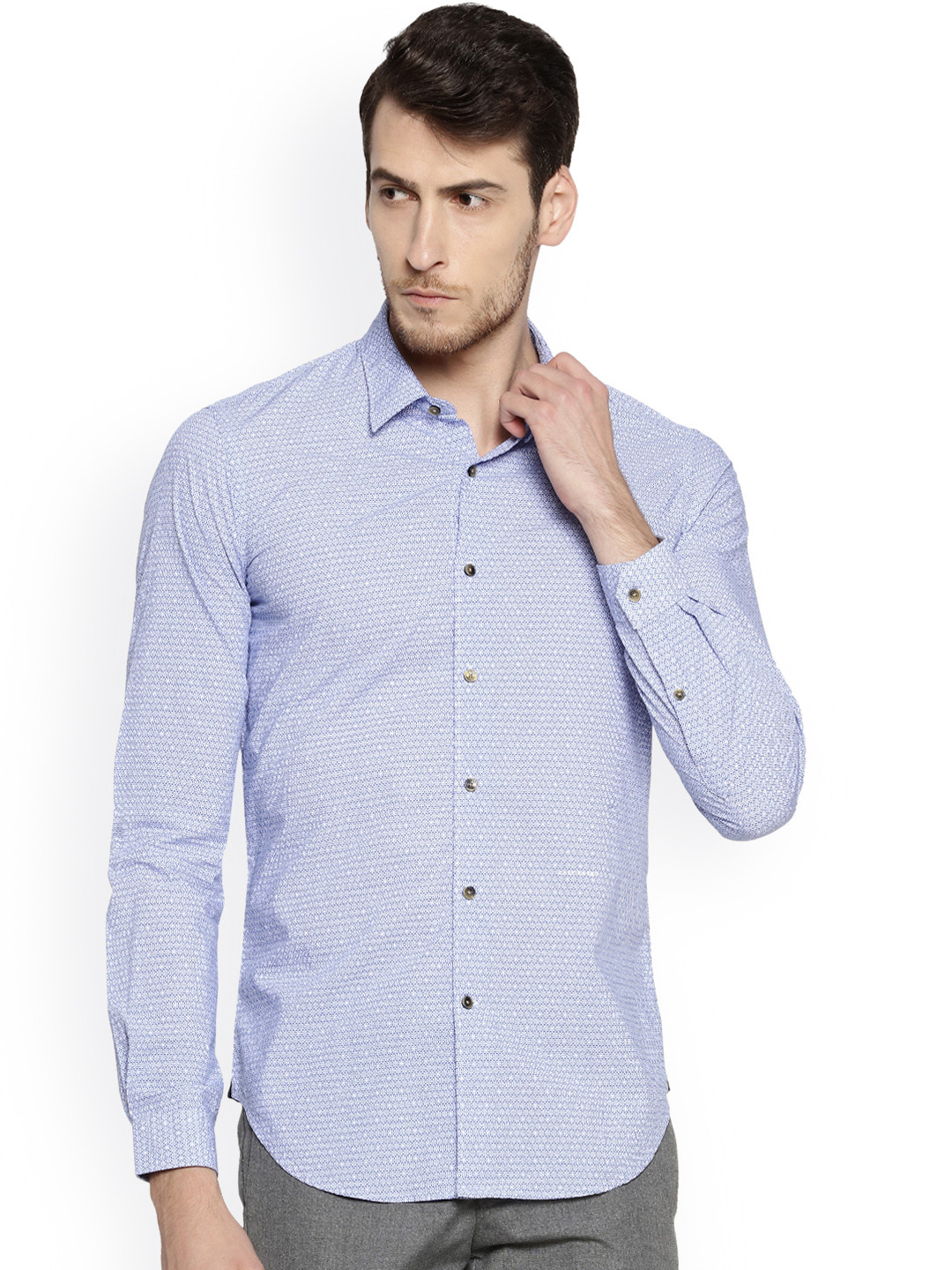 Buy RARE RABBIT Men Blue Comfort Slim Fit Printed Casual Shirt - Shirts ...