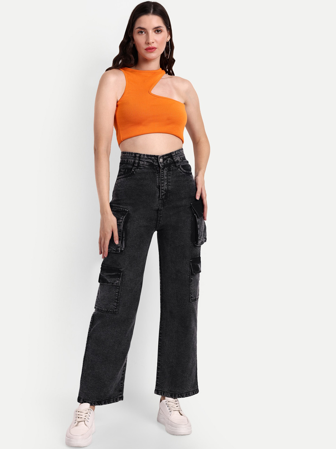 Buy BROADSTAR Women Smart Straight Fit High Rise Stretchable Cargo ...