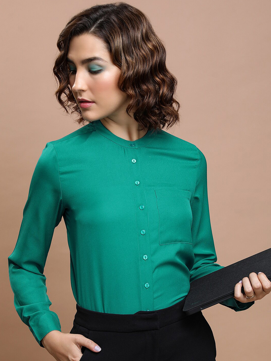 Buy Tokyo Talkies Band Collar Casual Shirt - Shirts for Women 25067692 ...