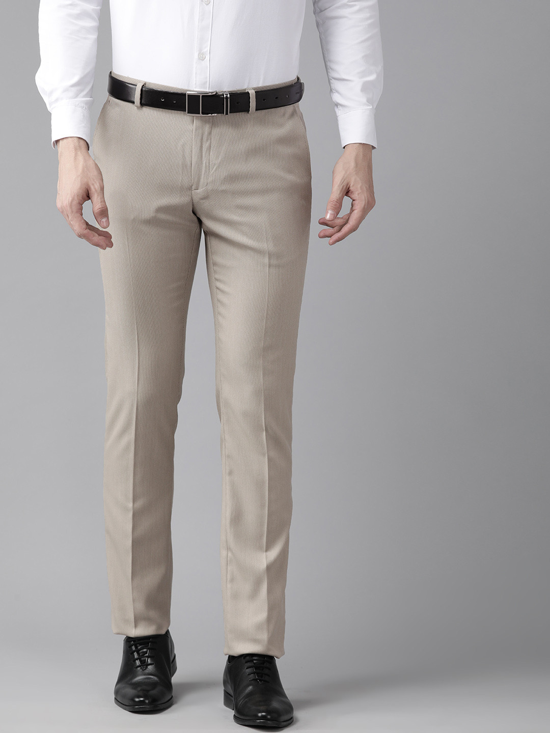 Buy Blackberrys Men Textured Slim Fit Low Rise Formal Trousers ...