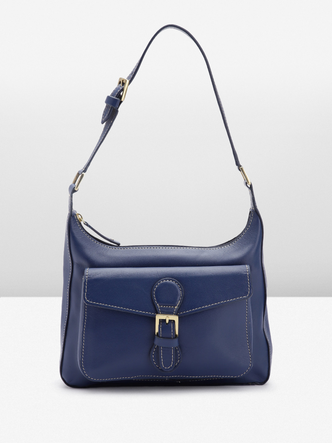 Buy Hidesign Leather Structured Shoulder Bag With Buckle Detail ...