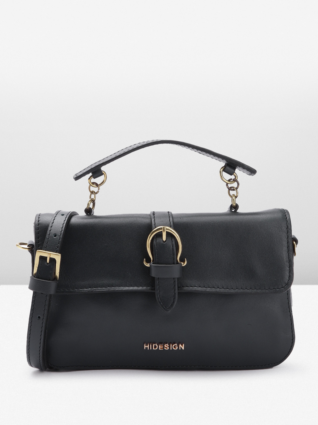Buy Hidesign Leather Structured Satchel Bag With Buckle Detail ...