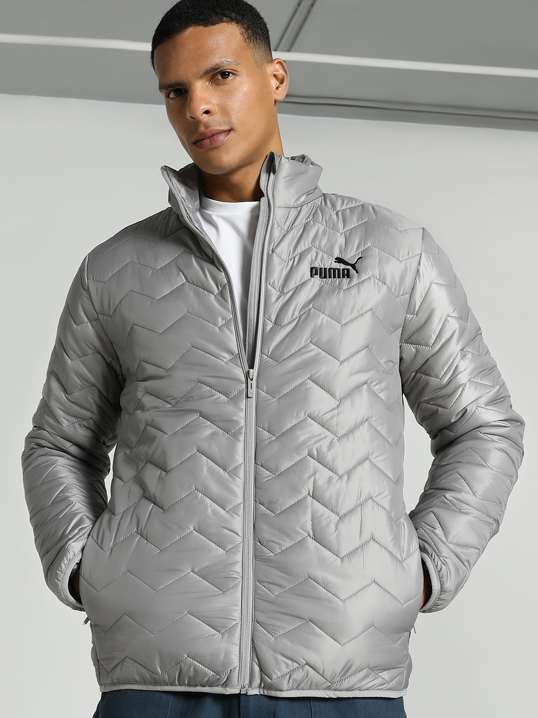 Buy Puma Embossed Elevated Mock Collar Quilted Jacket - Jackets for Men ...
