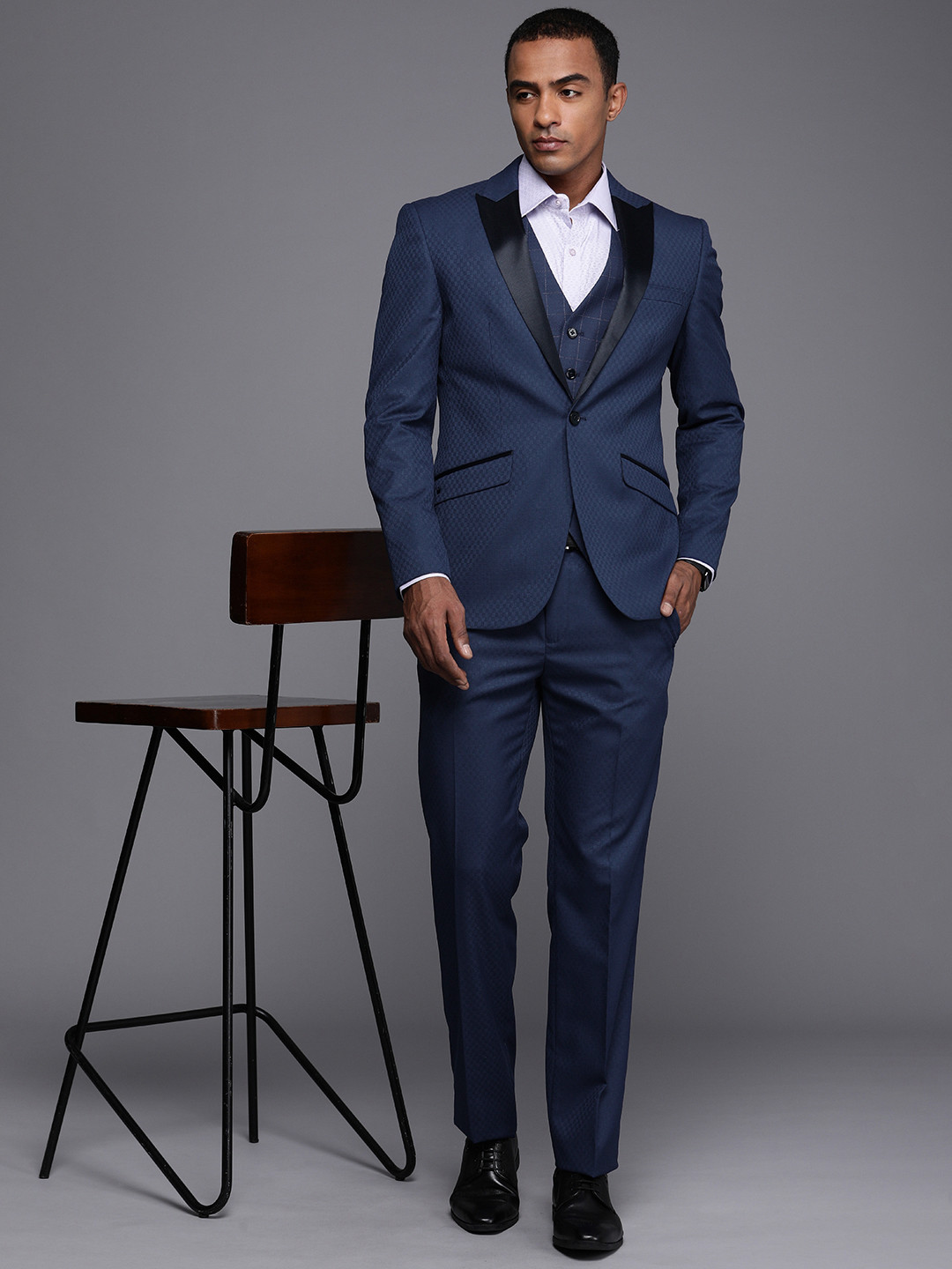 Buy Louis Philippe Self Design Slim Fit Single Breasted Three Piece ...