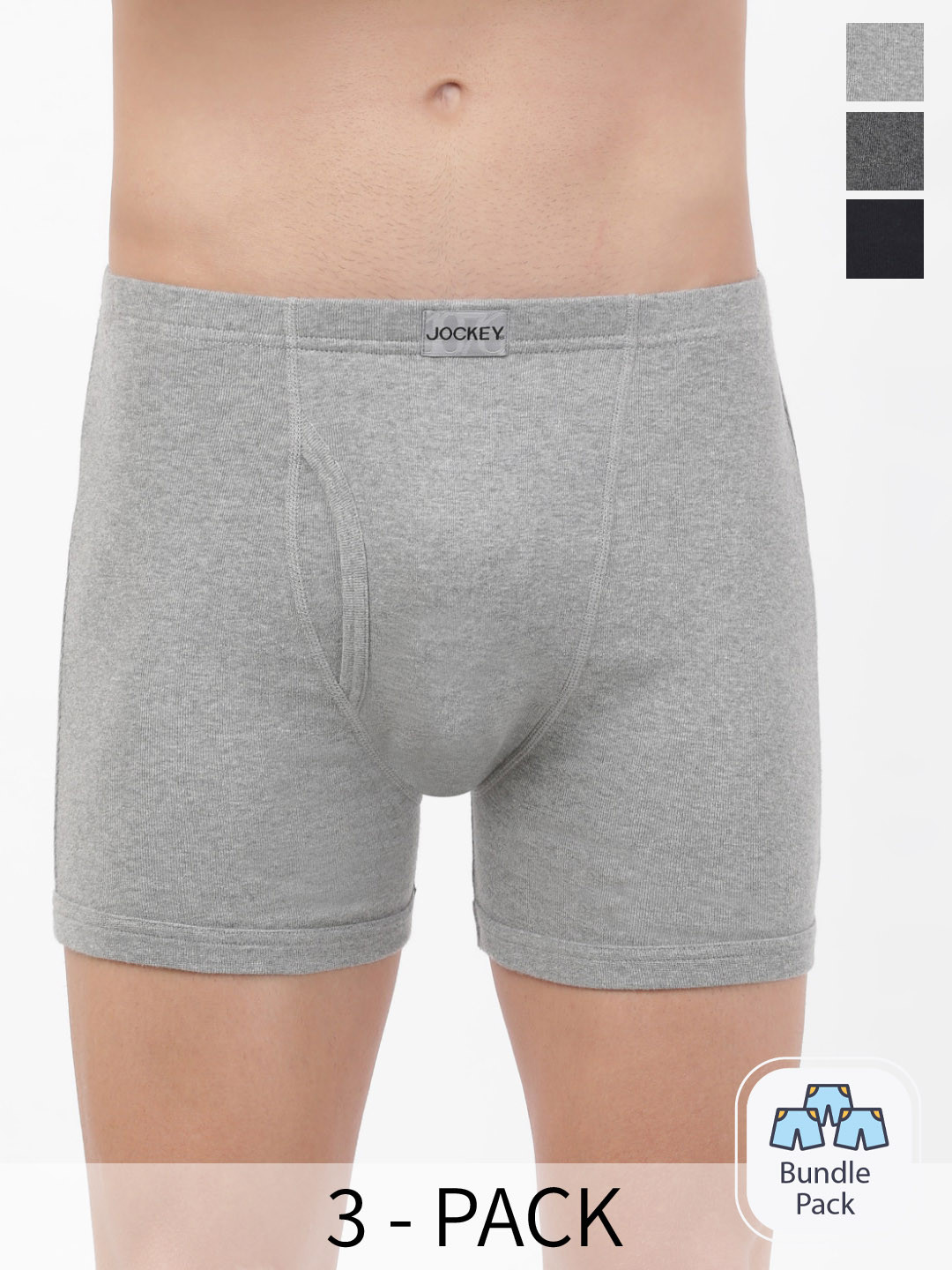 Buy Jockey Pack Of 3 Ribbed Super Combed Cotton Trunks 8008 0305 NVCMG ...