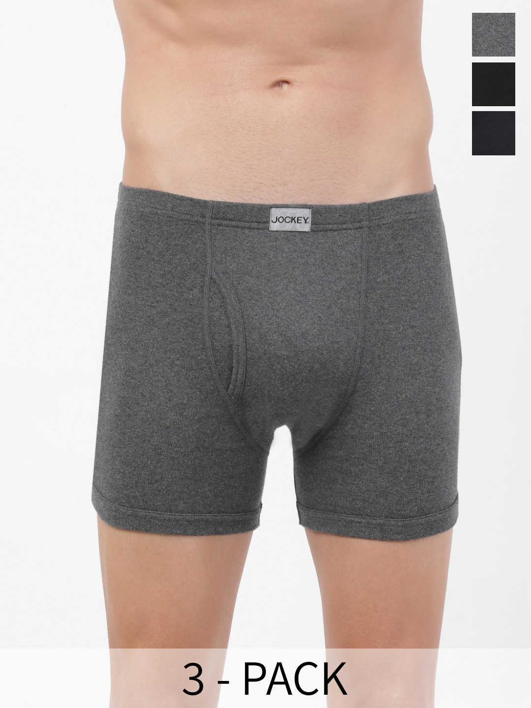 Buy Jockey Pack Of 3 Ribbed Super Combed Cotton Trunks 8008 0305 BNVCM ...