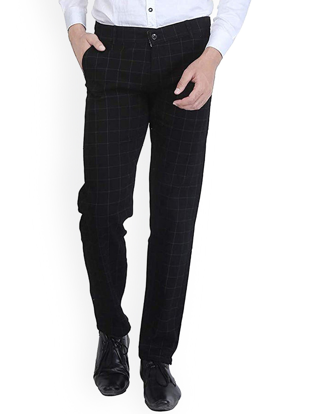 Buy FUBAR Men Checked Relaxed Slim Fit Mid Rise Easy Wash Cotton ...