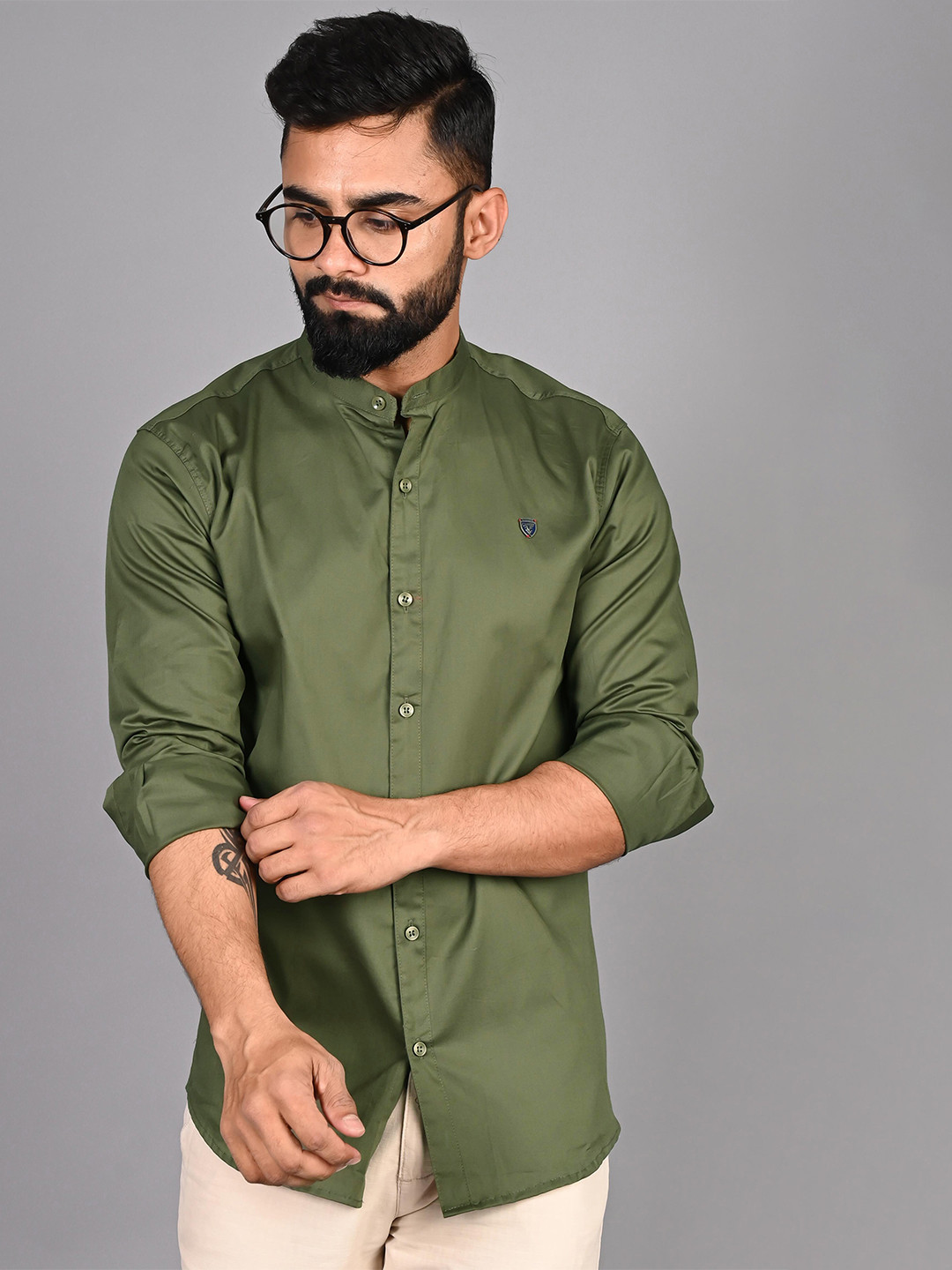 Buy FUBAR Slim Fit Band Collar Long Sleeves Casual Shirt - Shirts for ...